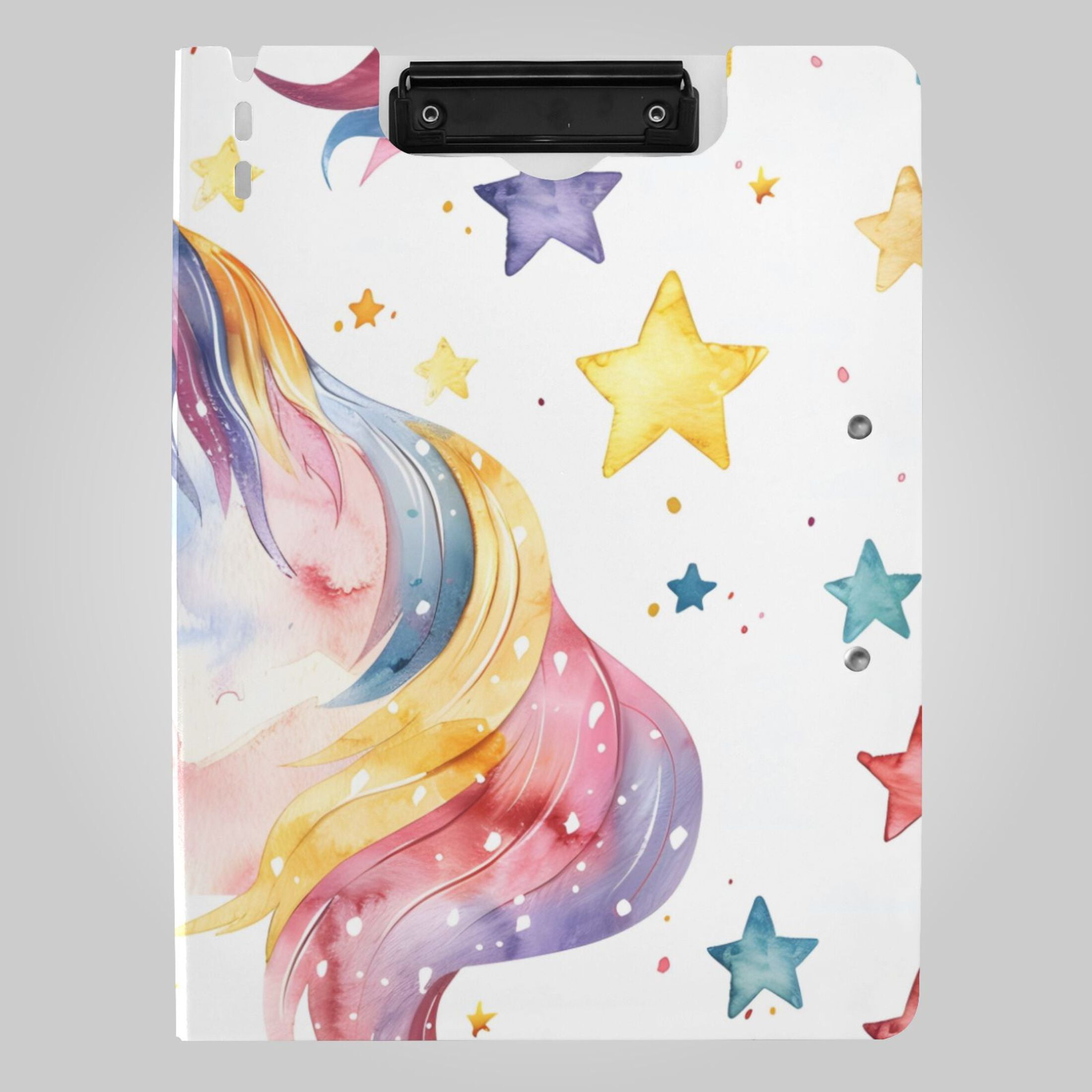 Dreamy Unicorns with Colorful Stars Foldable Binder Folder Clipboard ...
