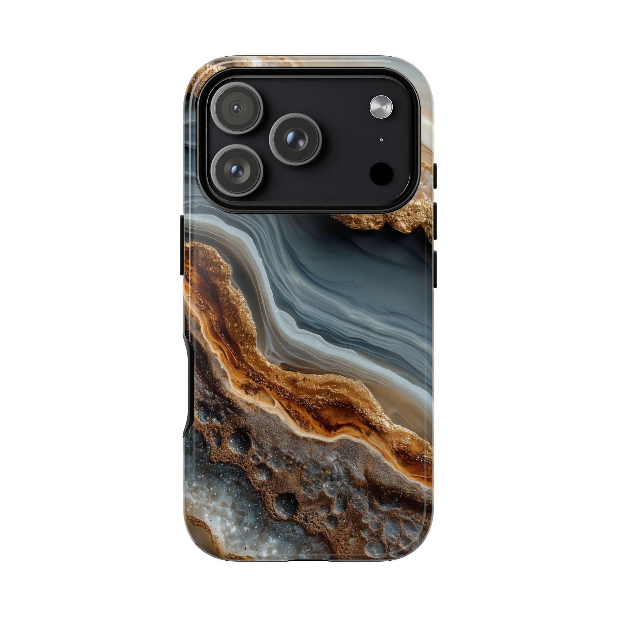 Dreamy Wood Gray Marble Resin Crystal Smooth Texture Phone Case with ...