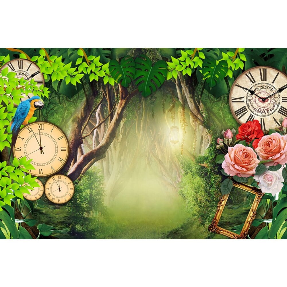 Dreamy World Backdrops Green Forest Flowers Party Decor Photozone ...