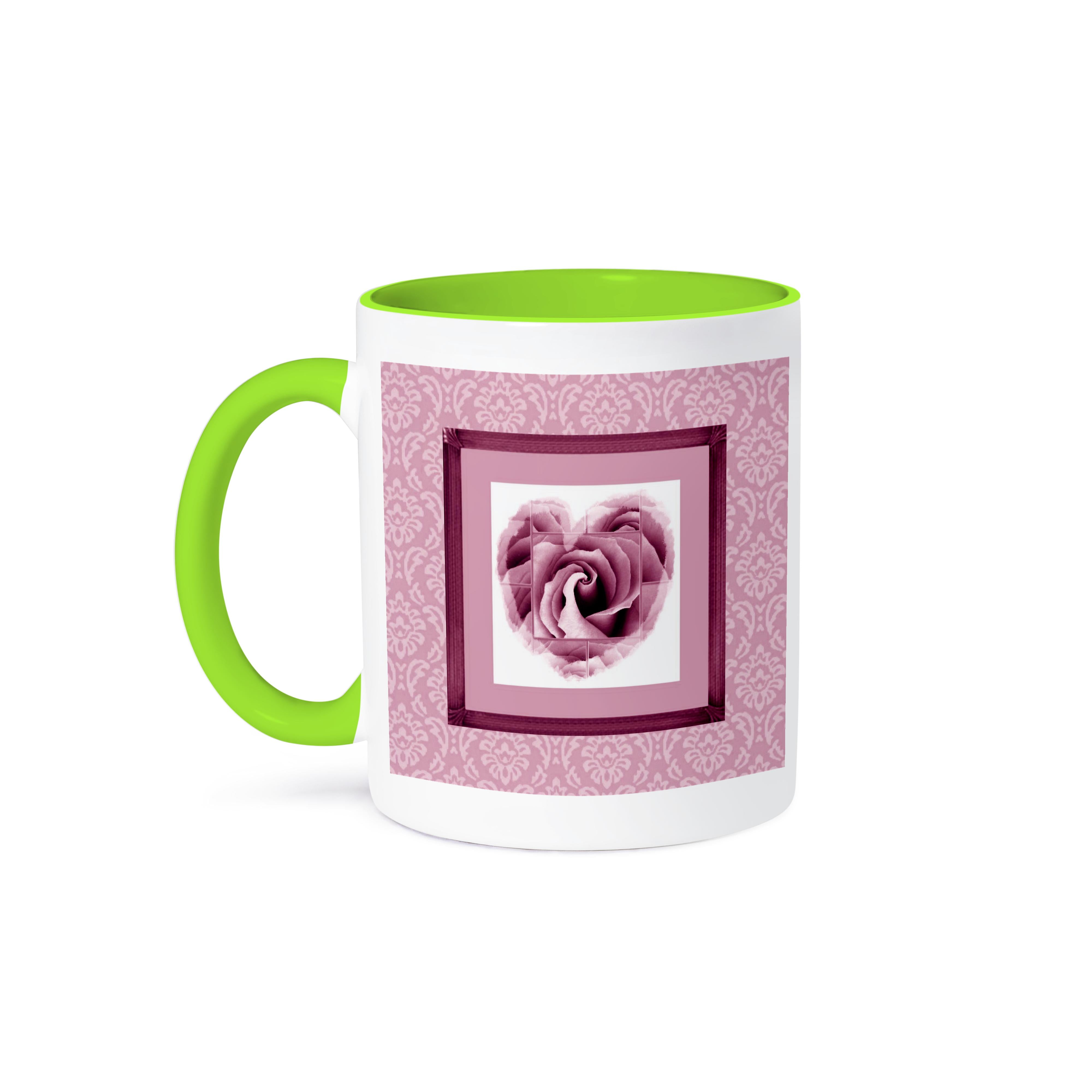 3dRose, Dreamy pink and burgundy heart rose with pink look and damask ...