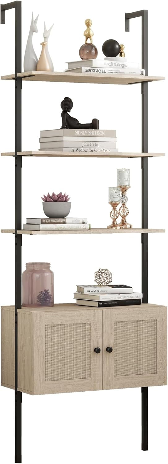 DreamyHM 3 Tier Tall Modern Bookshelf, Industrial Ladder Shelf Open ...