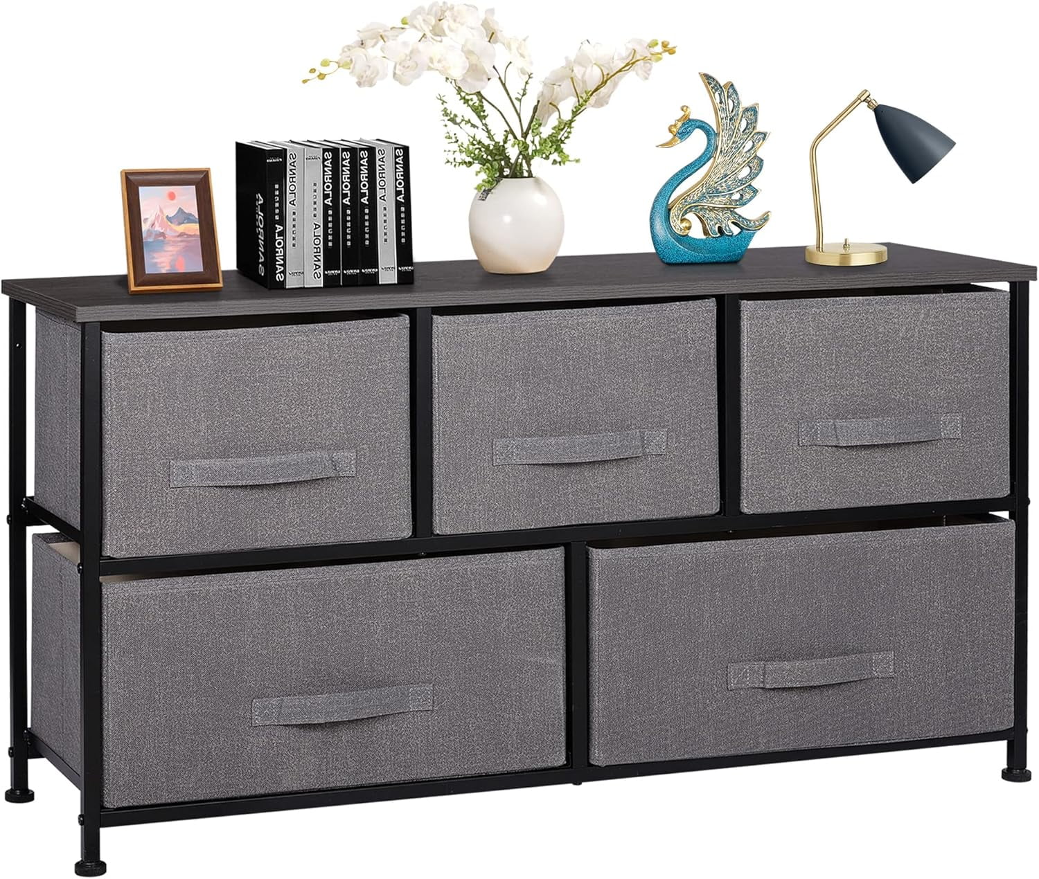 DreamyHM 5 Drawer Dresser for Bedroom Fabric Chest of Drawers for ...