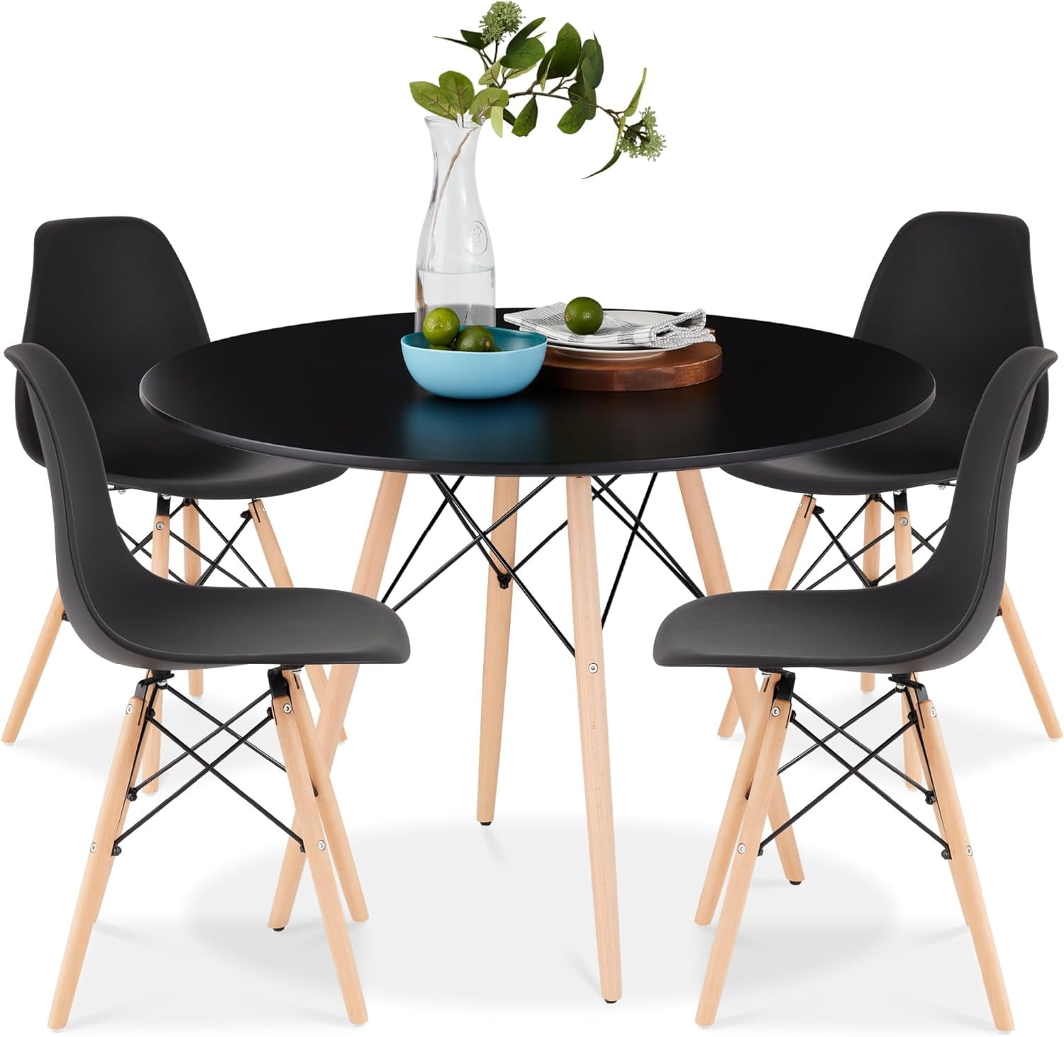 DreamyHM 5-Piece Dining Set, Compact Mid-Century Modern Table & Chair ...
