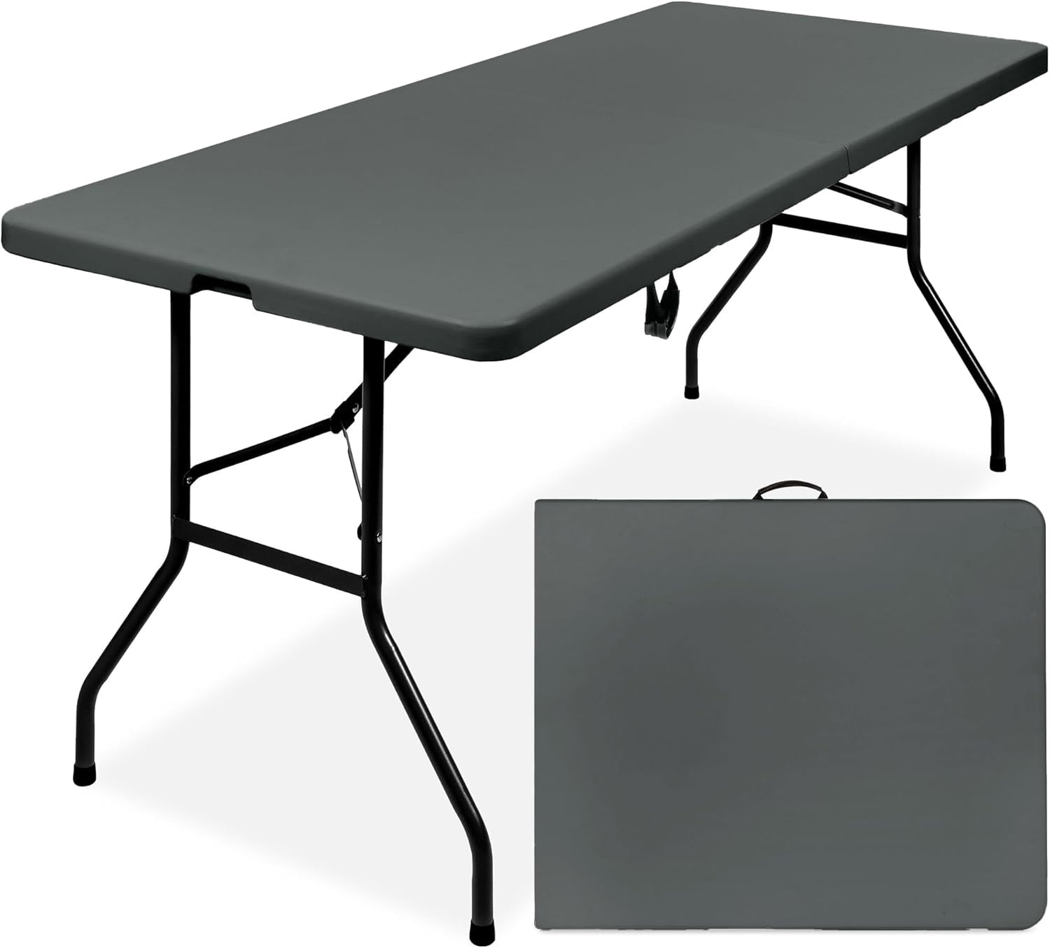 DreamyHM 6ft Plastic Folding Table, Indoor Outdoor Heavy Duty Portable ...