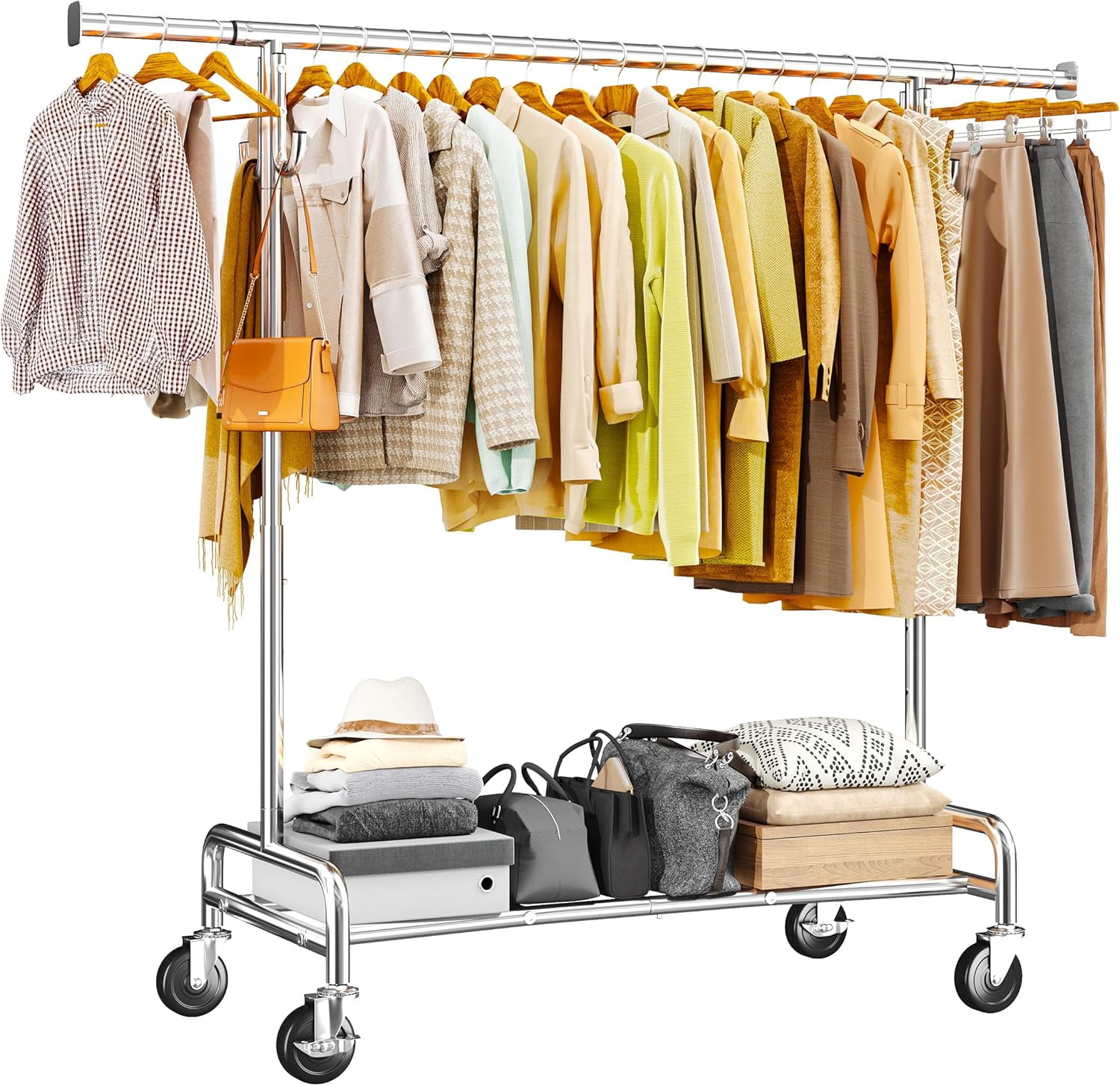 DreamyHM Clothes Rack Load 400 LBS, Clothing Racks for Hanging Clothes ...