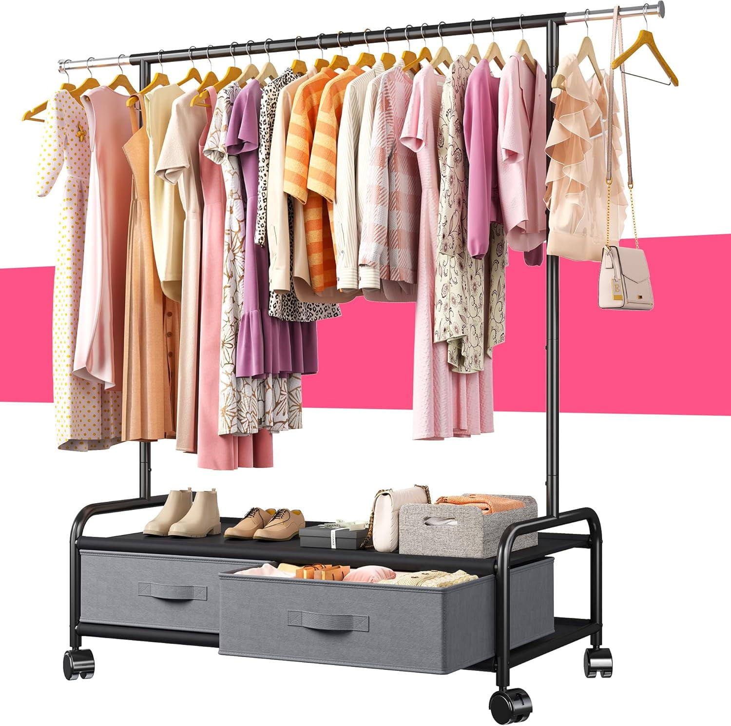 DreamyHM Clothing Rack, Clothes Racks for Hanging Clothes, Portable ...