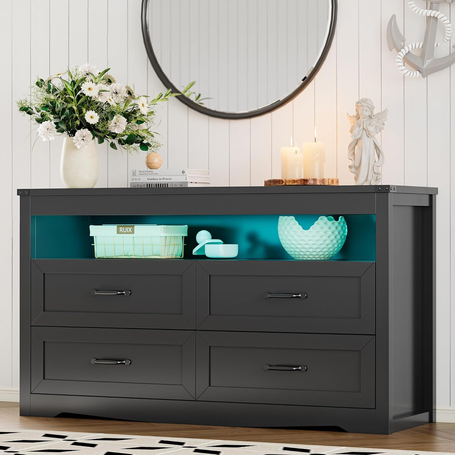 DreamyHM Dresser for Bedroom with 4 Drawers, Farmhouse Chest of Drawers ...