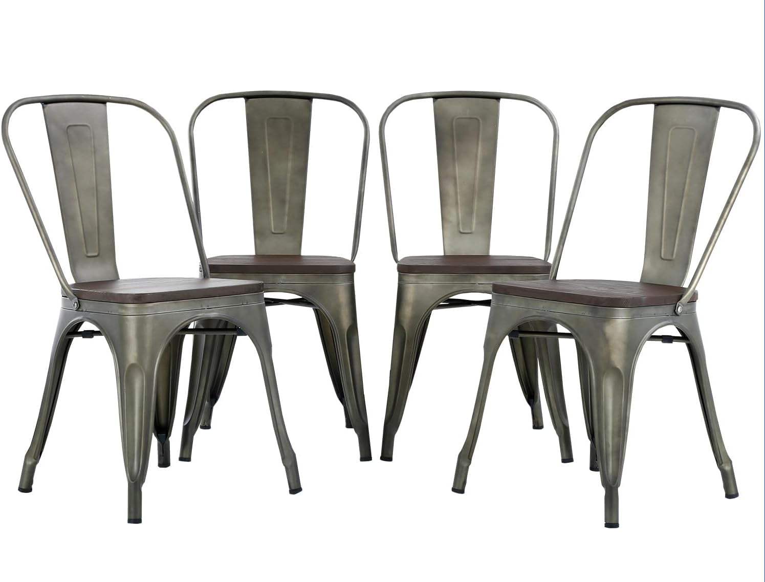 DreamyHM Metal Dining Chairs Set of 4 Patio Chairs 18 Inch Kitchen ...