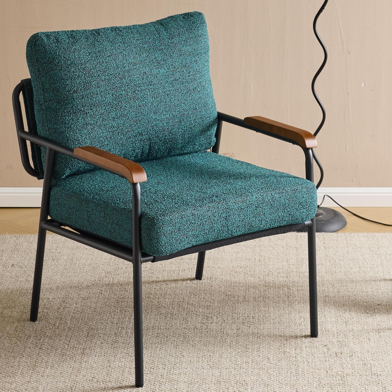 DreamyHM Modern Accent Chair, Sturdy Metal Frame Reading Chair with ...