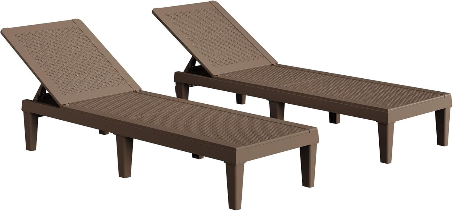 DreamyHM Outdoor Chaise Lounge Chairs Set of 2 with 5-Position ...