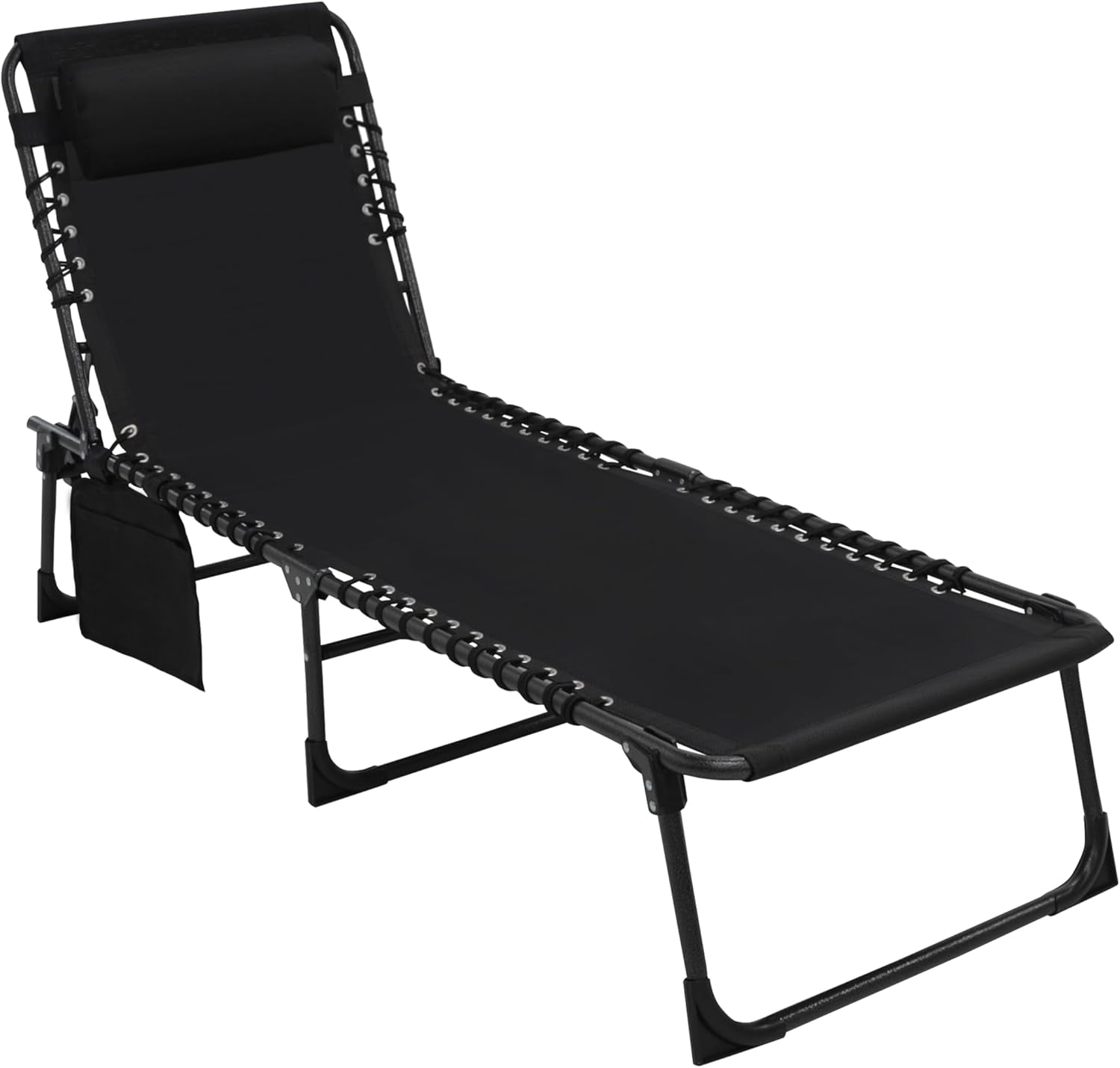 DreamyHM Outdoor Foldable Chaise Lounge Chair with Detachable Pillow ...