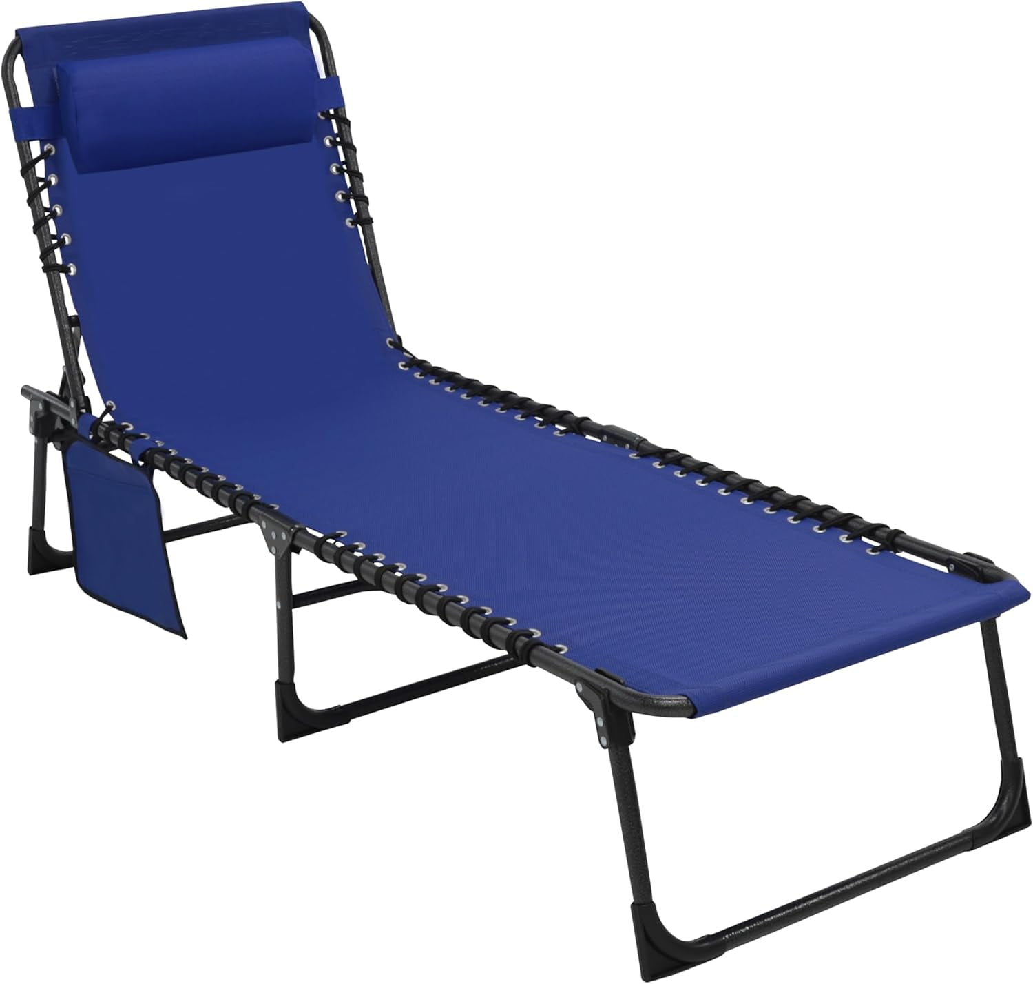 DreamyHM Outdoor Foldable Chaise Lounge Chair with Detachable Pillow ...