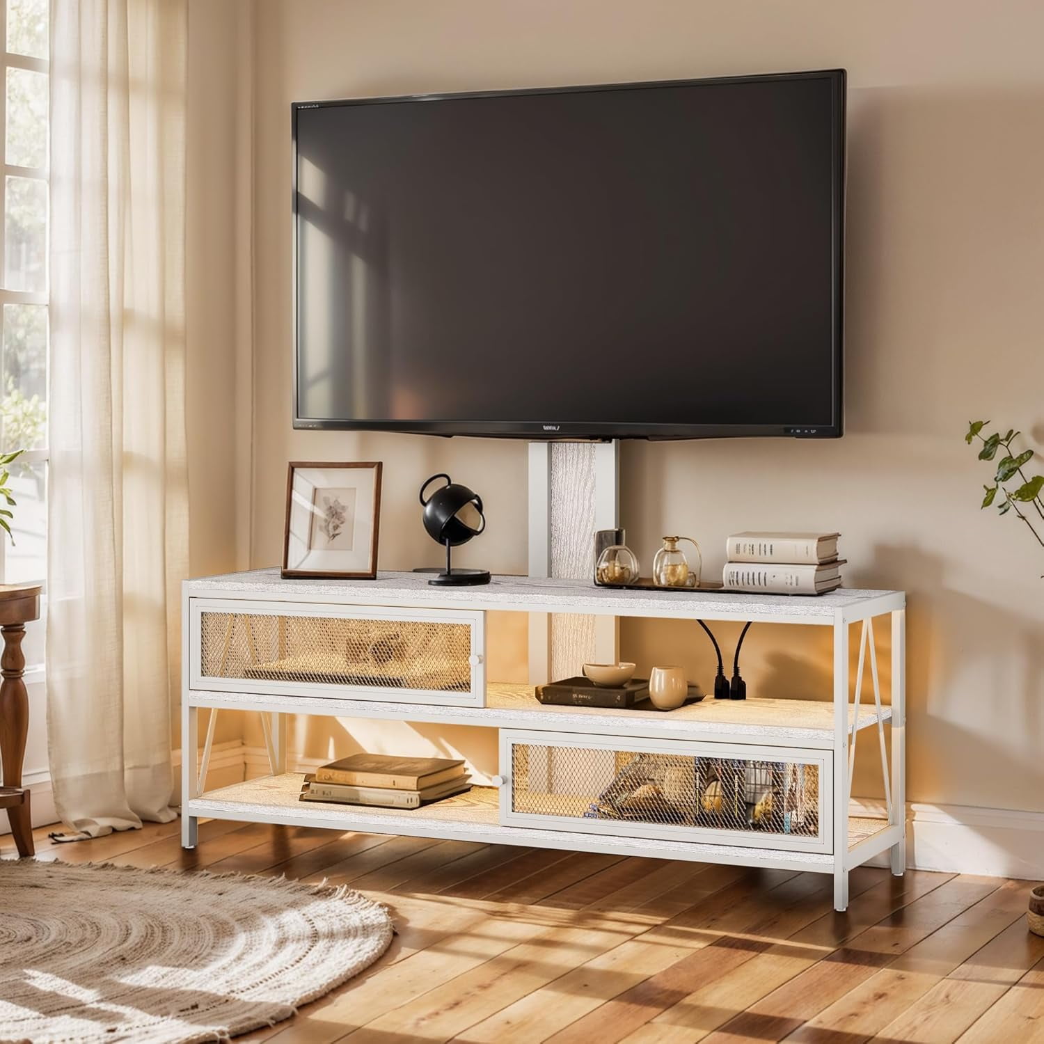 DreamyHM TV Stand with Mount, TV Entertainment Center with Storage for ...