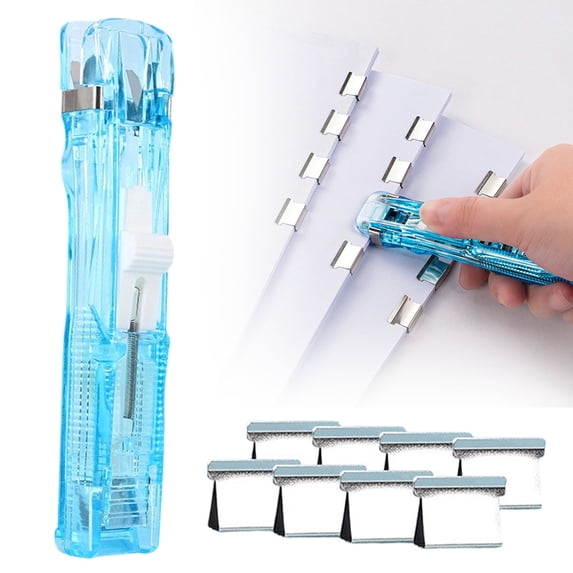 DreamyJuly Portable Push Stapler with Reusable Clips(8pcs), Handheld ...
