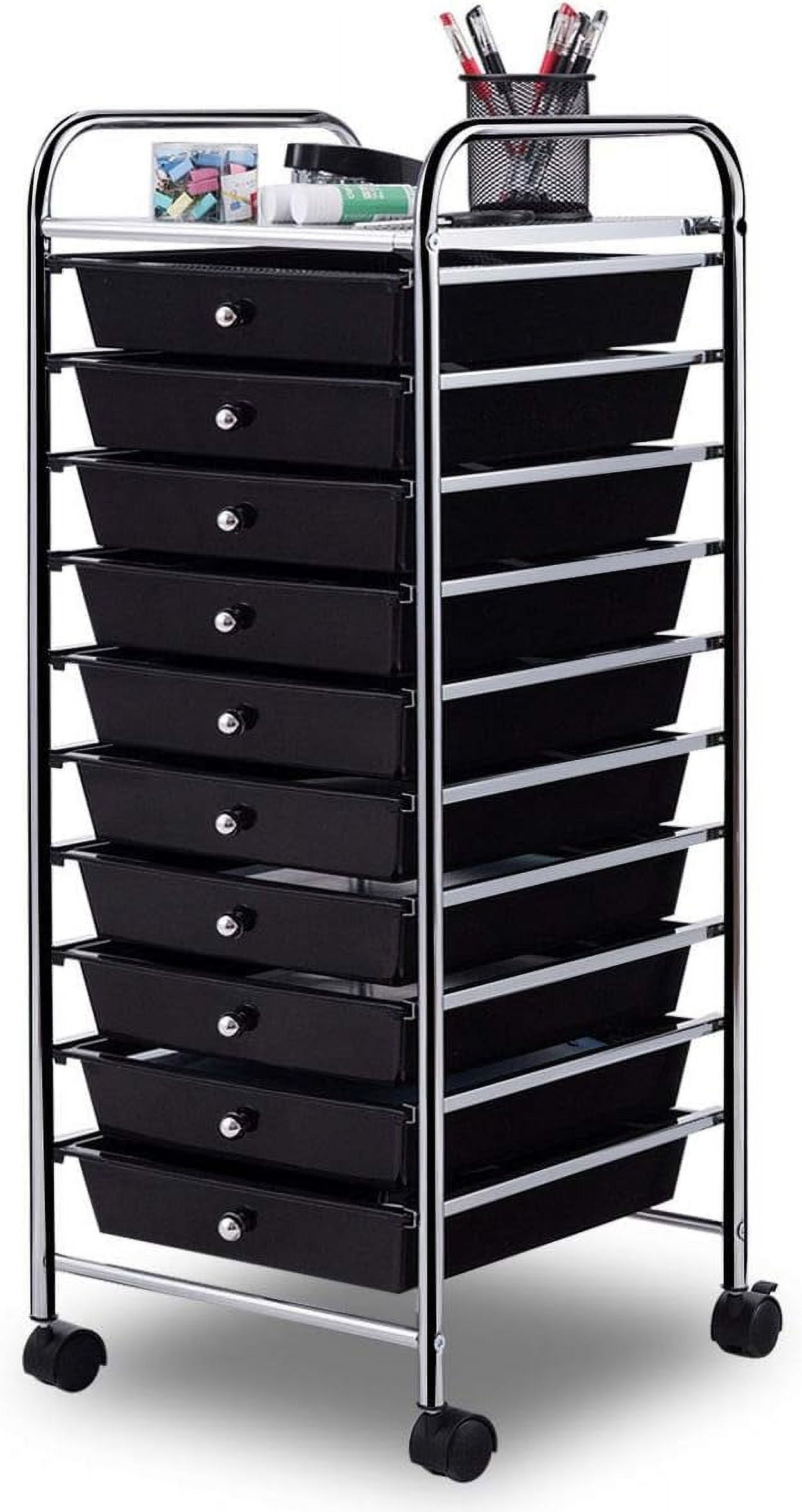 DreamyTrendy 10-Drawer Storage Cart w/Universal Wheel, Rolling Cart w ...