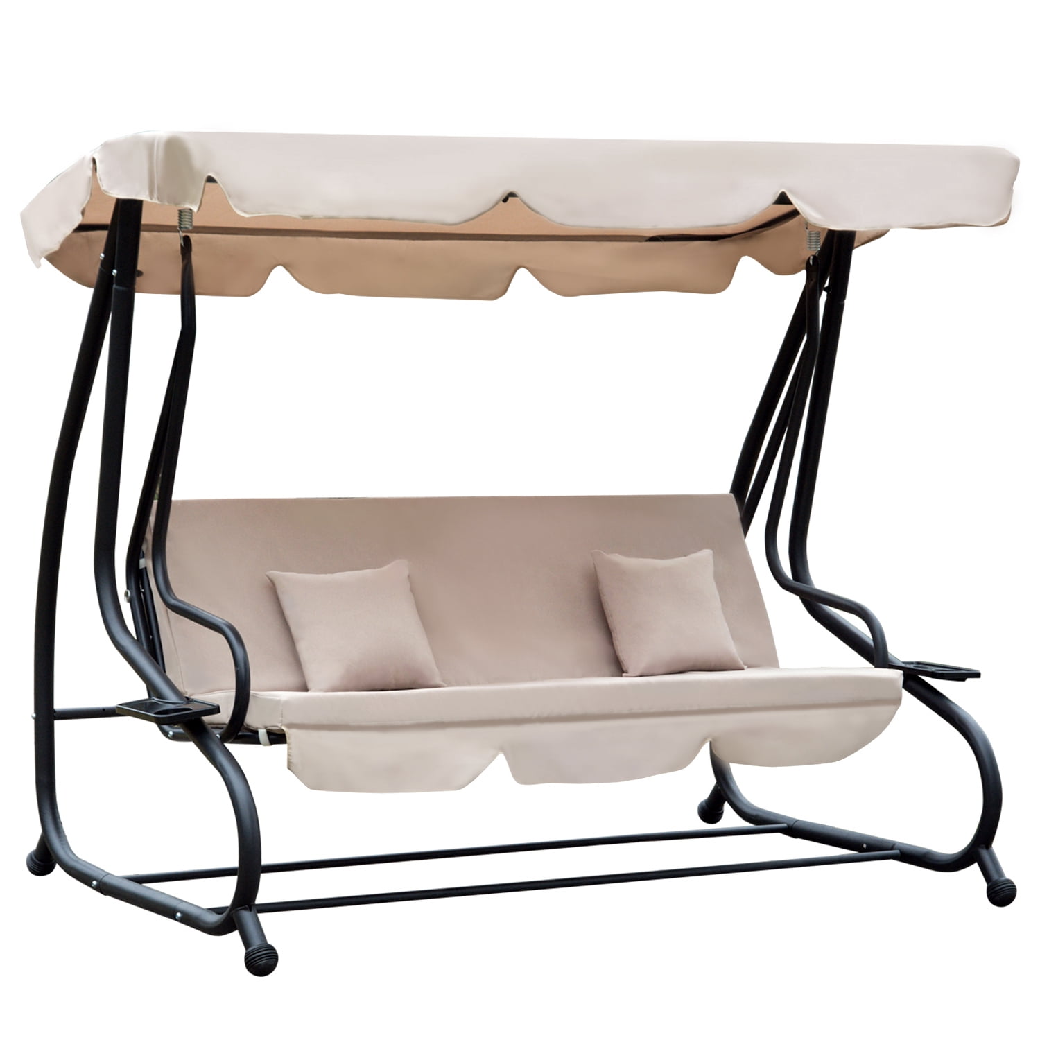 DreamyTrendy 3-Seat Outdoor Patio Swing Chair, Converting Flatbed ...