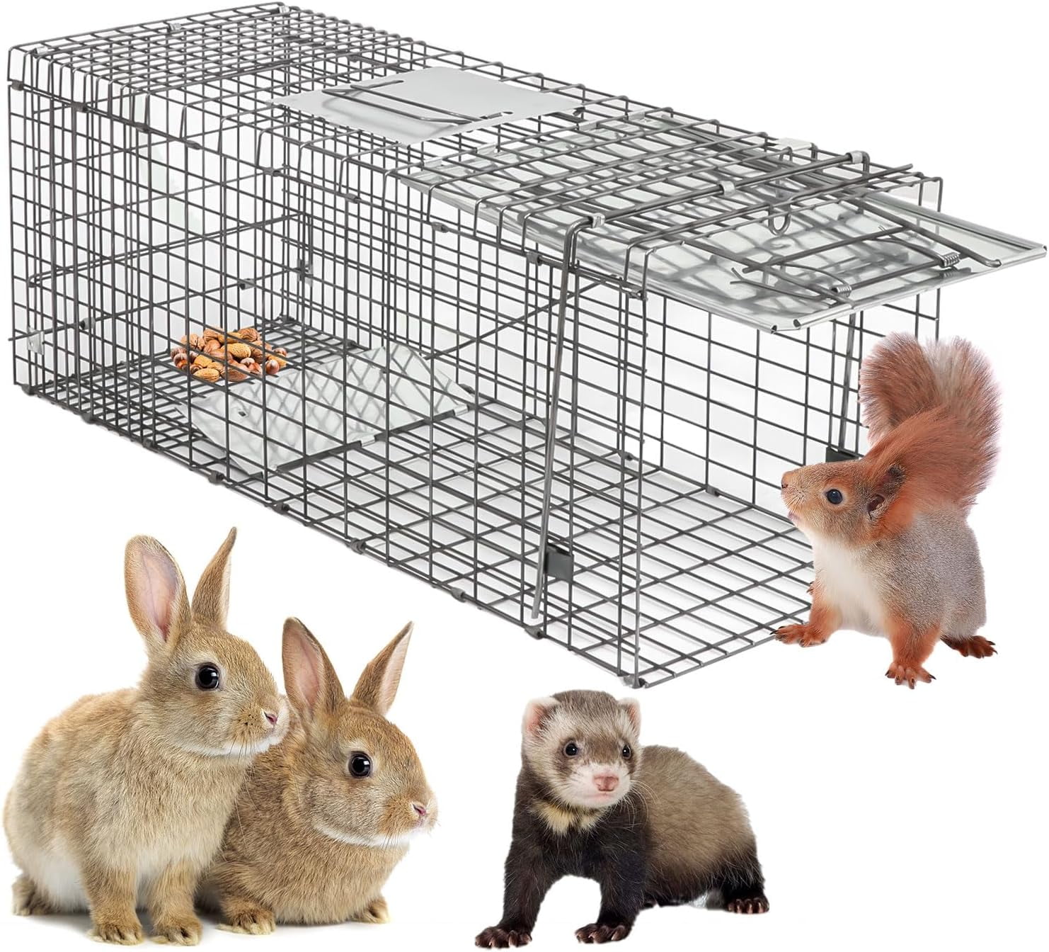 DreamyTrendy 32-inch Live Animal Cage Trap Catch and Release Spring ...