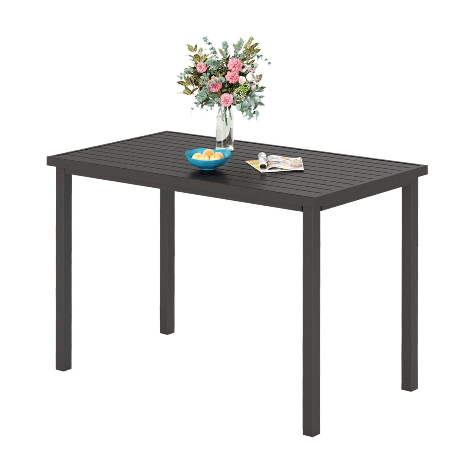 DreamyTrendy 37" Tall Patio Outdoor Bar Table, Metal Counter Height ...