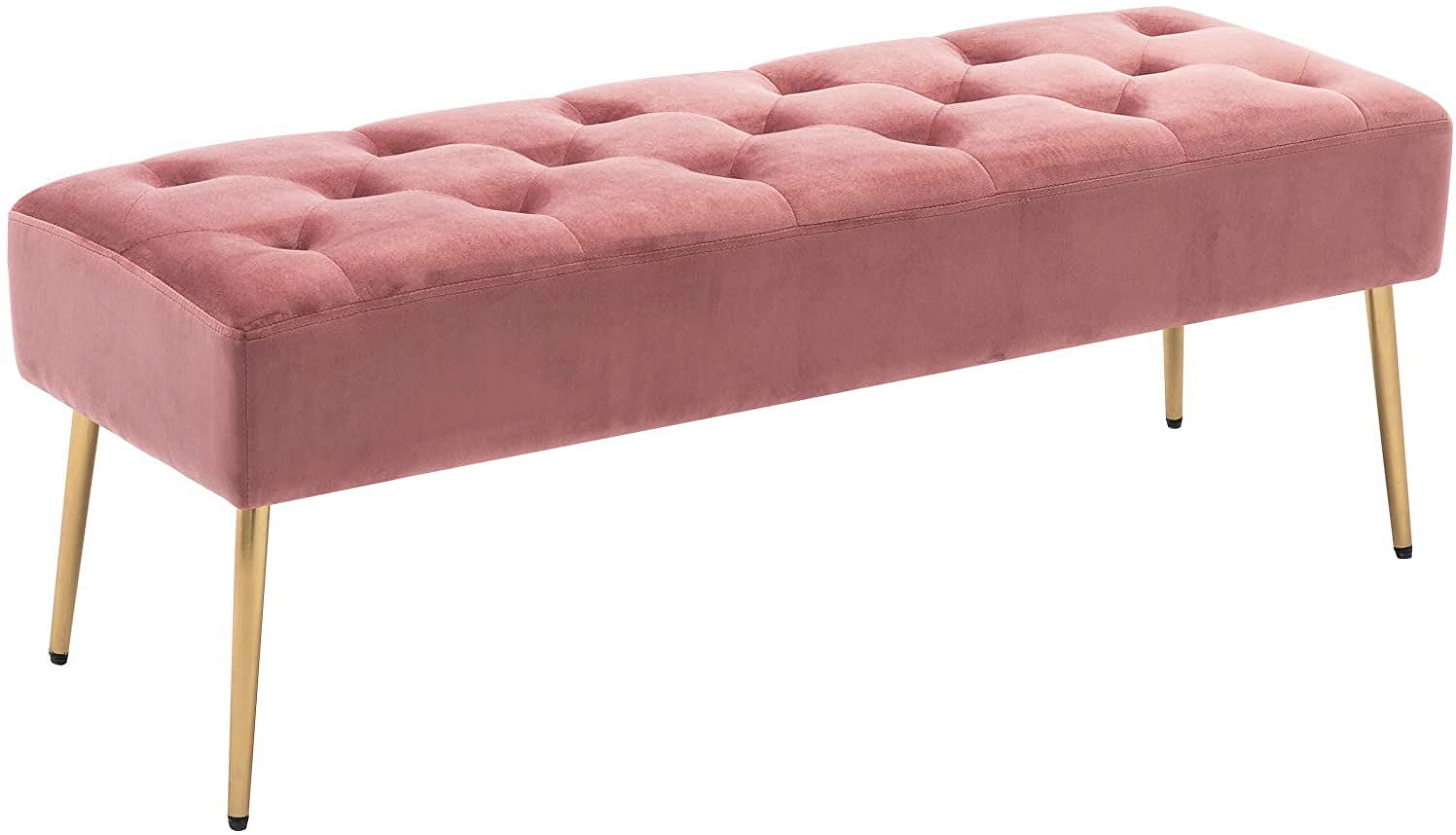 DreamyTrendy Button-Tufted Ottoman Bench, Upholstered Bedroom Benches ...