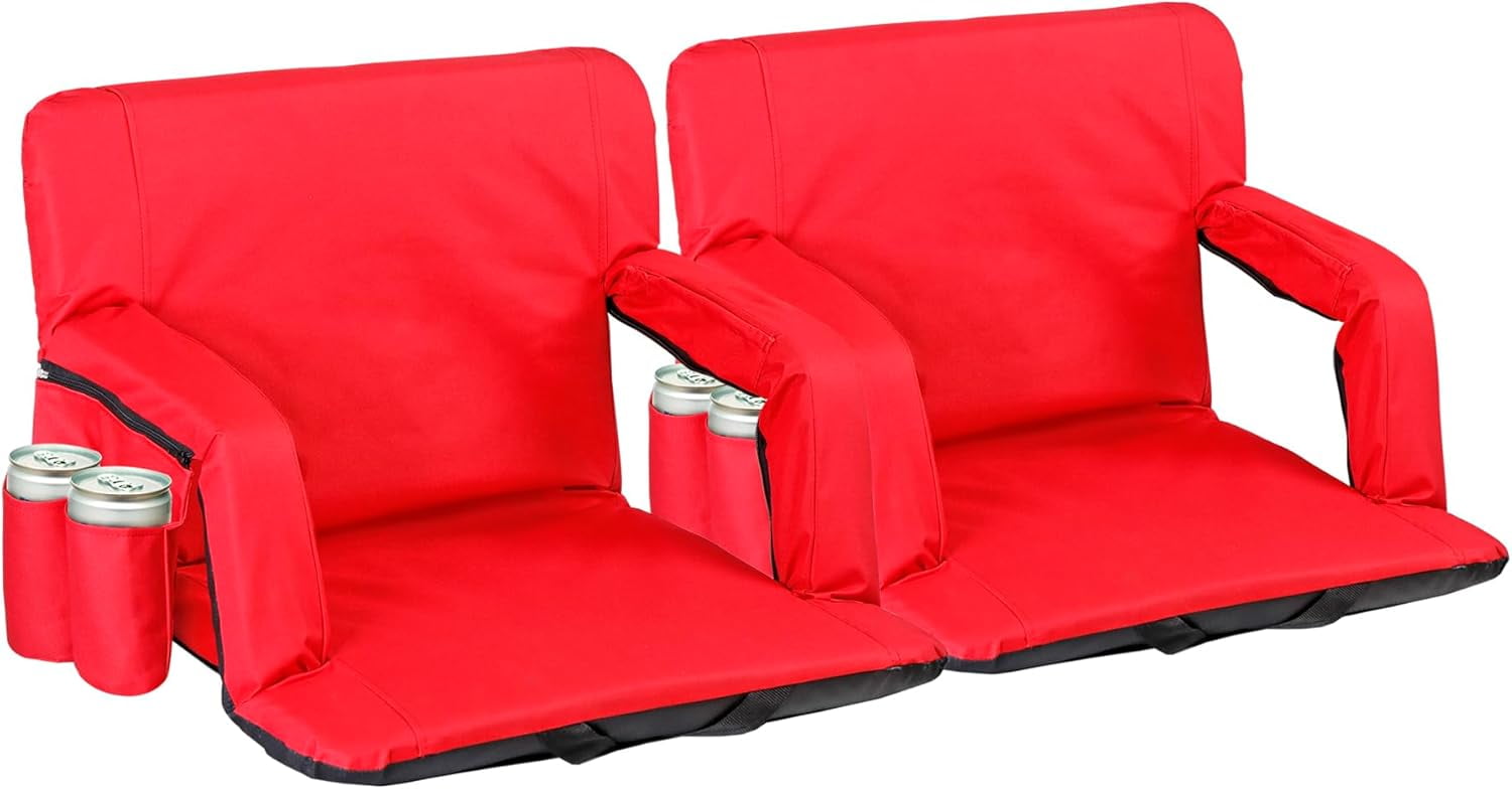 DreamyTrendy Folding Stadium Seat Chair with Back Support and Cushion ...