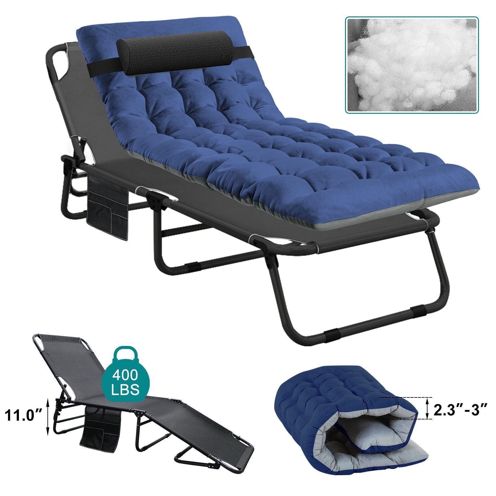 DreamyTrendy Portable Folding Camping Cot, Oversize 28.7in Adjustable 5 ...