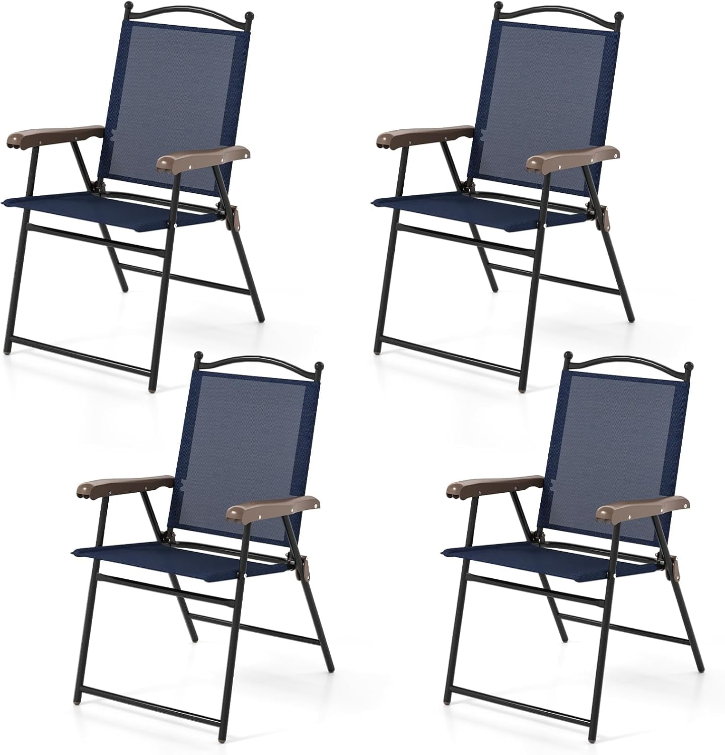 DreamyTrendy Set of 2 Patio Folding Dining Chairs, Outdoor Sling Lawn ...