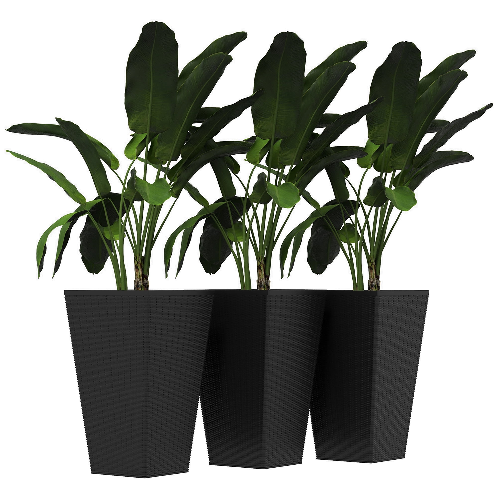 DreamyTrendy Set of 3 Tall Planters with Drainage Hole, 24" Outdoor ...