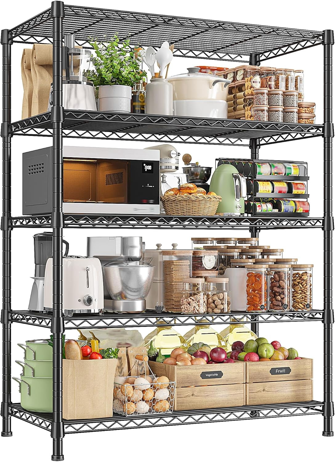 DreamyTrendy Storage Shelves 71" H Tall Wire Shelving Unit Sturdy Metal ...