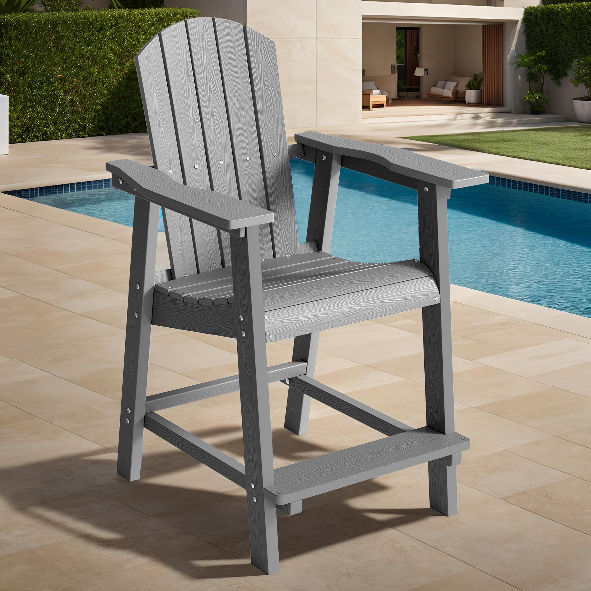 DreamyTrendy Tall Adirondack Chair, Poly Bar Height Balcony Seating ...