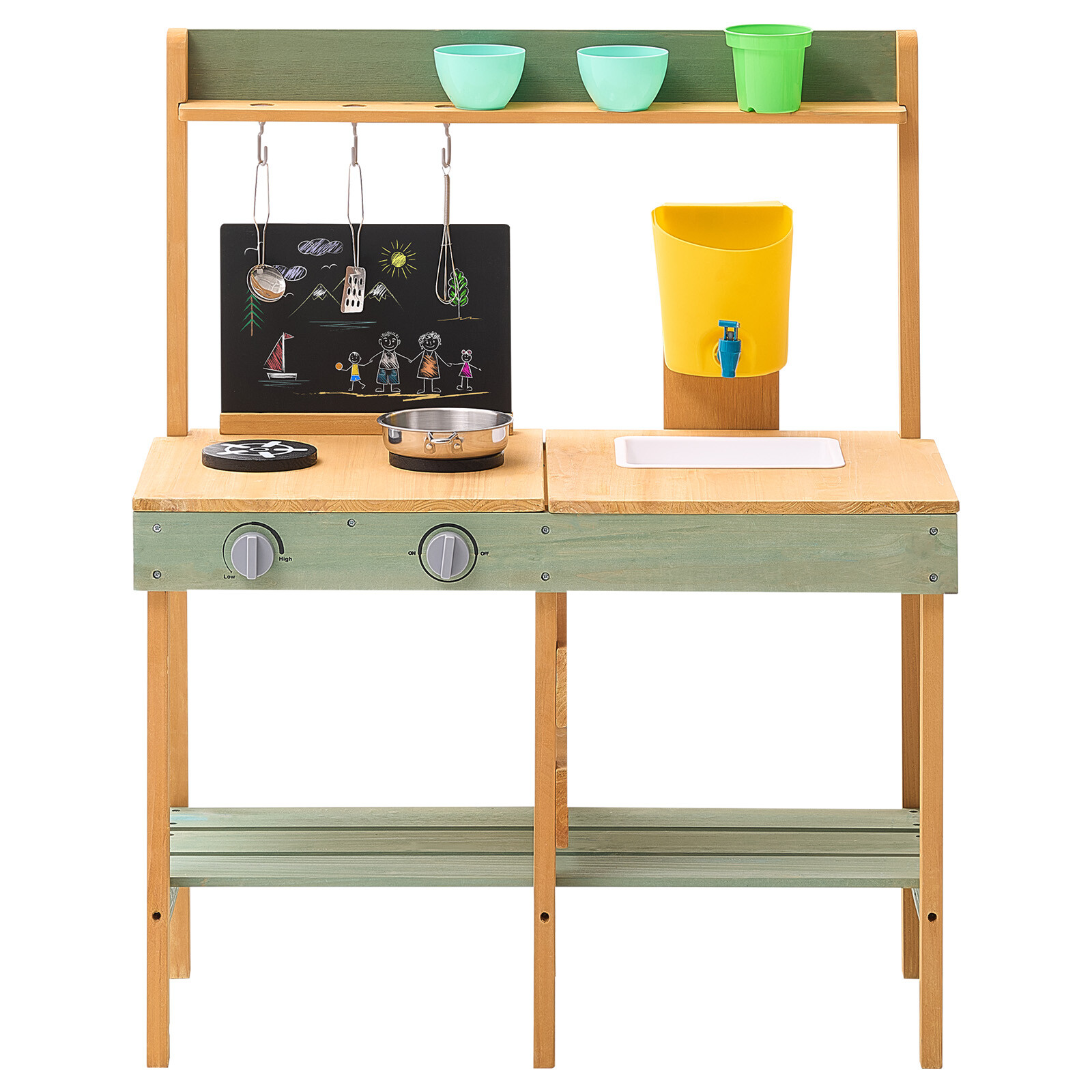DreamyTrendy Wooden Mud Kitchen Outdoor Toy Play Kitchen Set for Kids ...