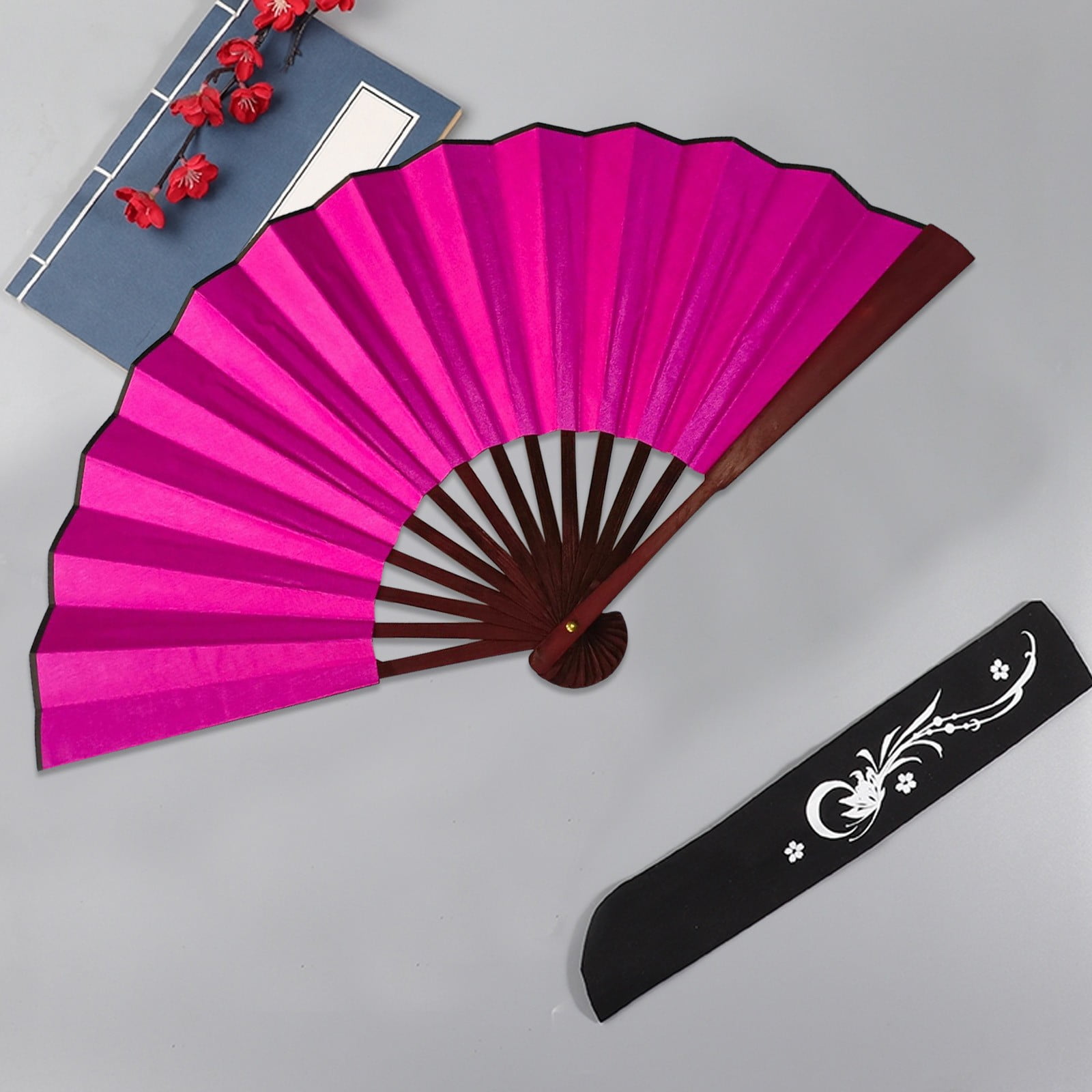 Dreamyjuly Traditional Red Bone Folding Fan,Folding Hand Silk Fans ...