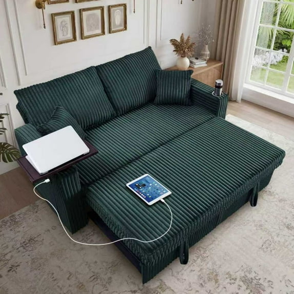 Dreamzie 3 in 1 Convertible Sofa Bed, 65” Sleeper Sofa with Pull Out ...