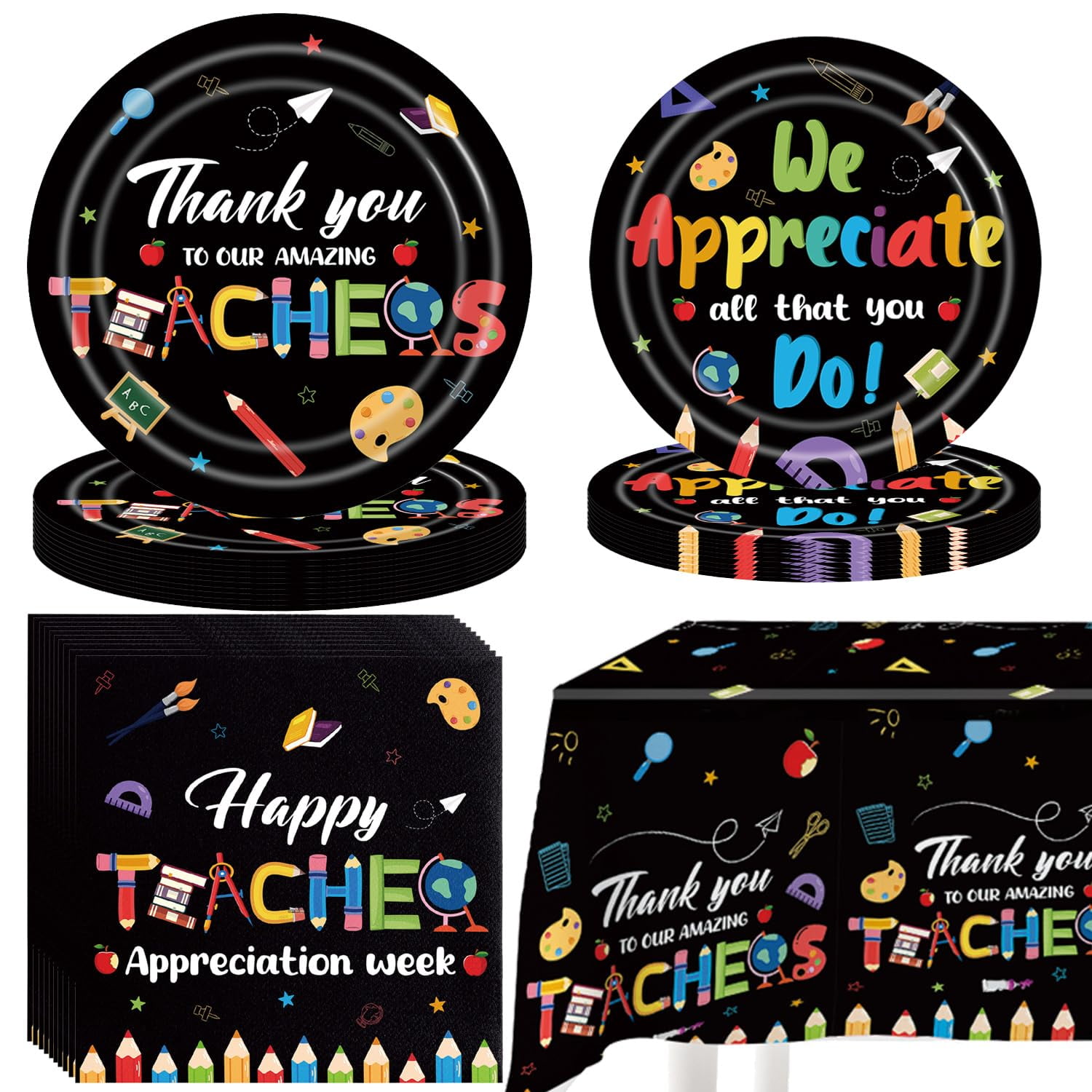 Dreasmt Teacher Appreciation Week Paper Plates AFN1Set for 24 Guests ...