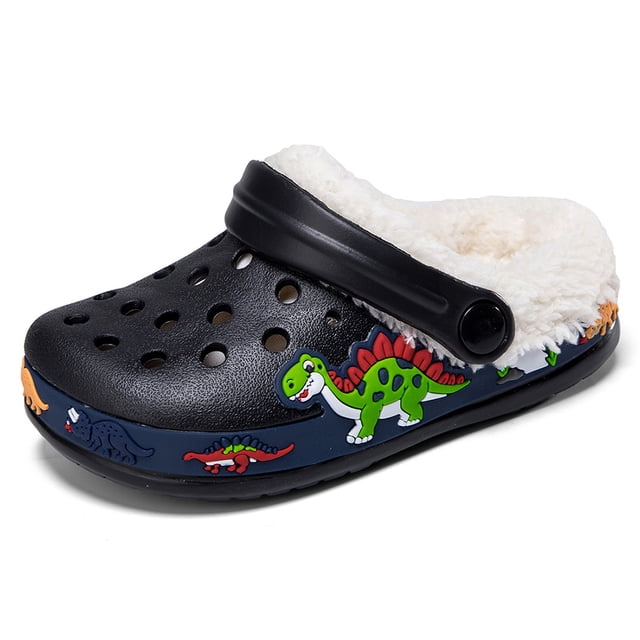 Drecage Kids Fuzzy Lined Clogs with Fur Slip Grips: Winter Indoor ...