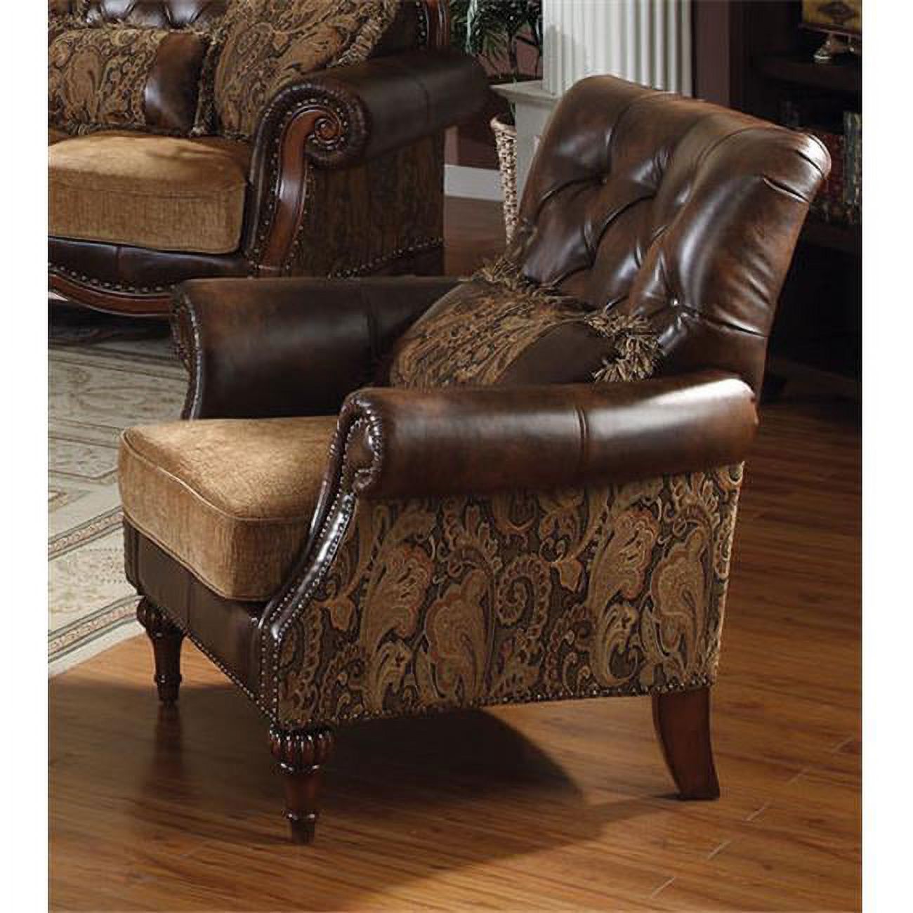 Dreena Bonded Leather Chair with Pillow - Brown - 40in. L x 37in. D x 42in. H - Walmart.com