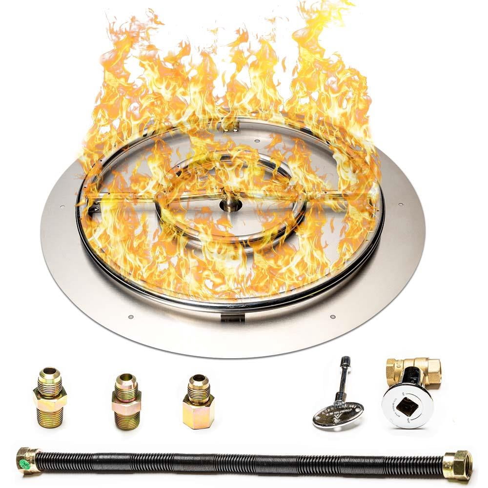 Dreffco Fire Pit Burner Pan & Ring - Works with Natural Gas - Stainless ...