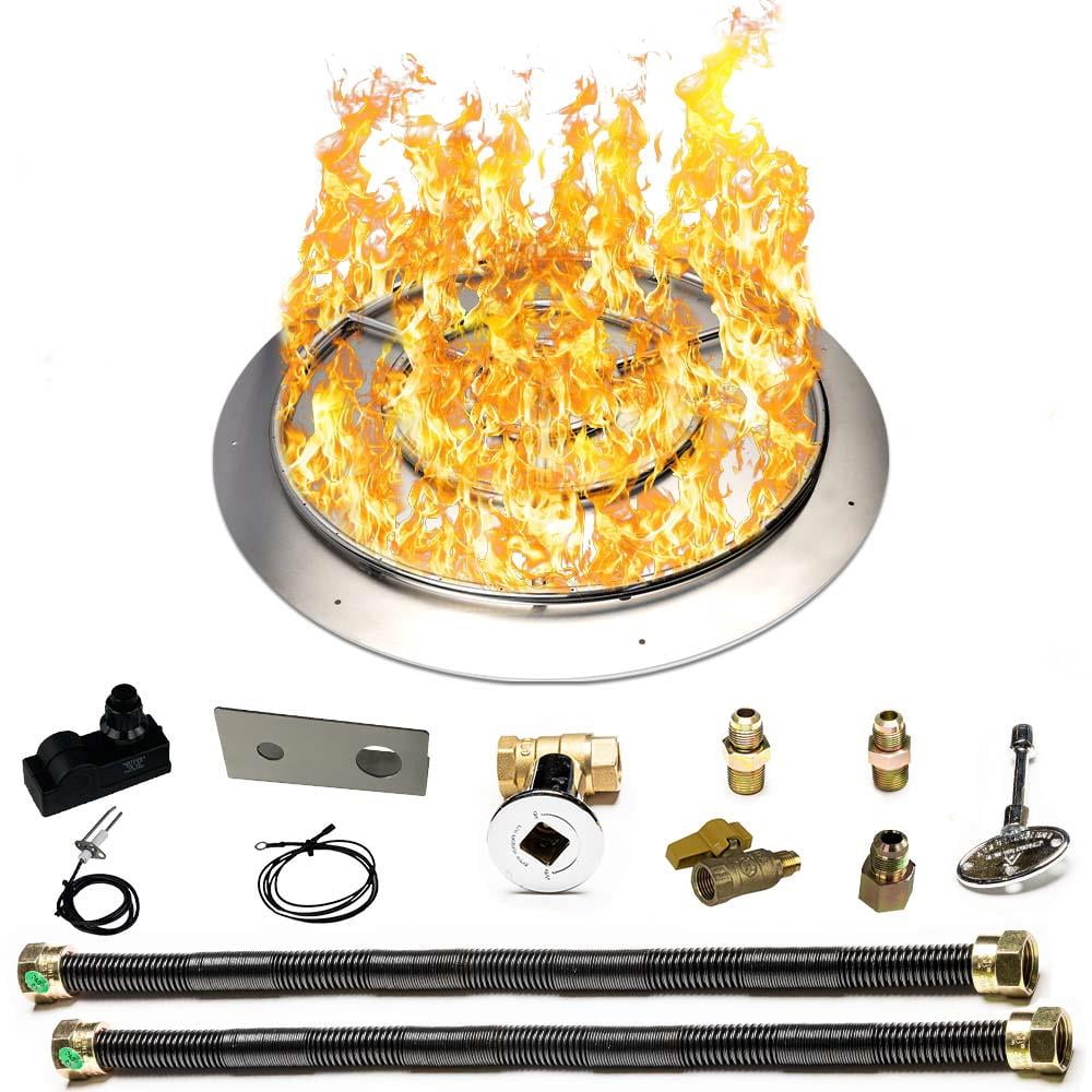 Dreffco Stainless Steel Fire Pit Burner Pan & Ring Deluxe Kit for ...