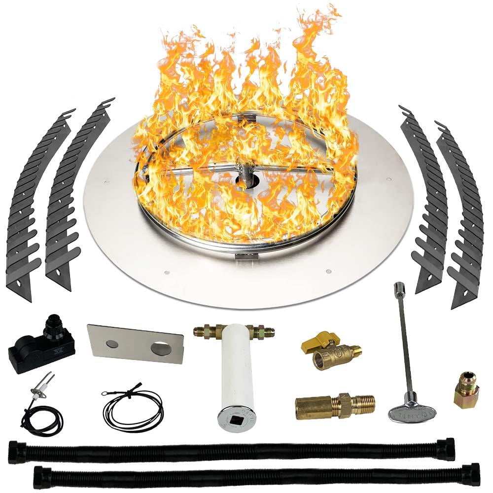 Dreffco Stainless Steel Fire Pit Burner Pan & Ring Pro Kit for Liquid ...