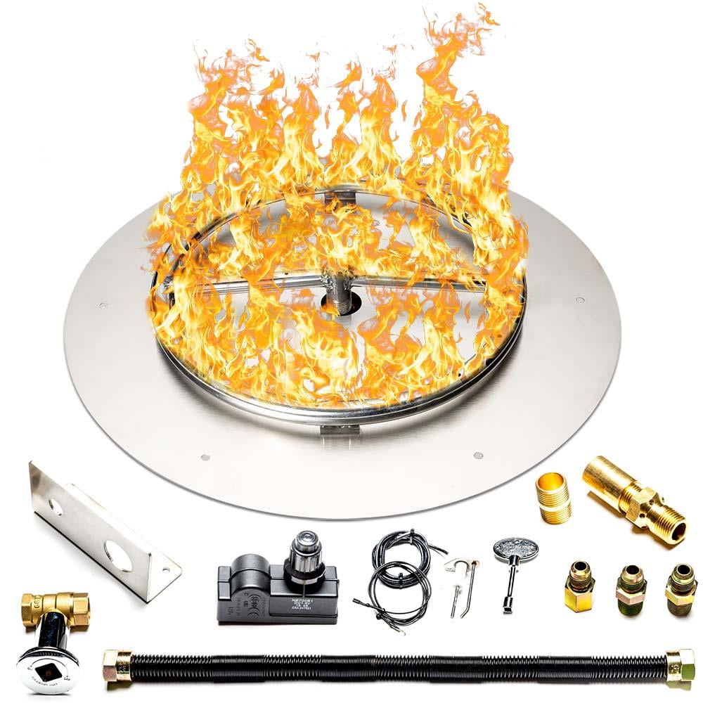 Dreffco Stainless Steel Fire Pit Burner Pan & Ring Standard Kit with ...