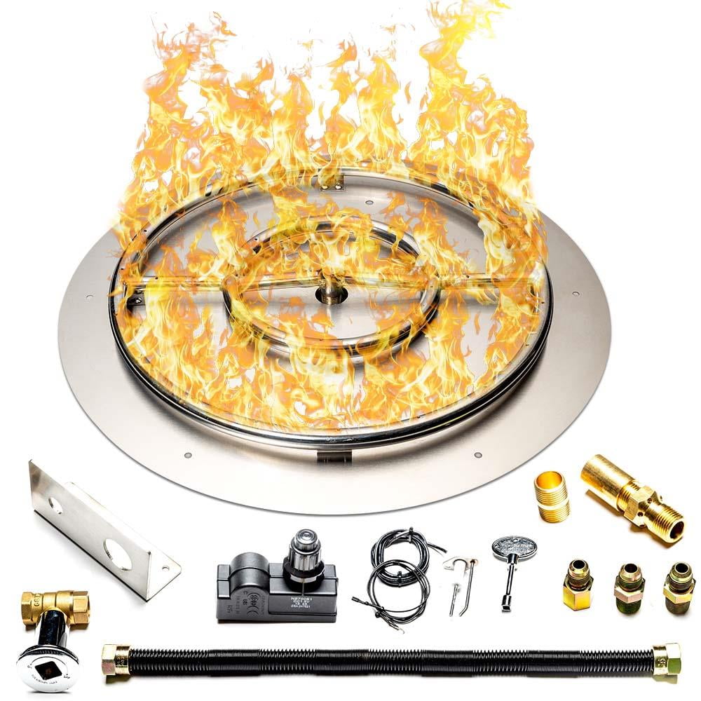 Dreffco Stainless Steel Fire Pit Burner Pan & Ring Standard Kit with ...