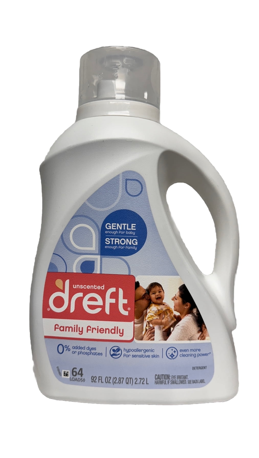 Dreft Family Friendly, Unscented Liquid Laundry Detergent, 64 Loads, 92 ...