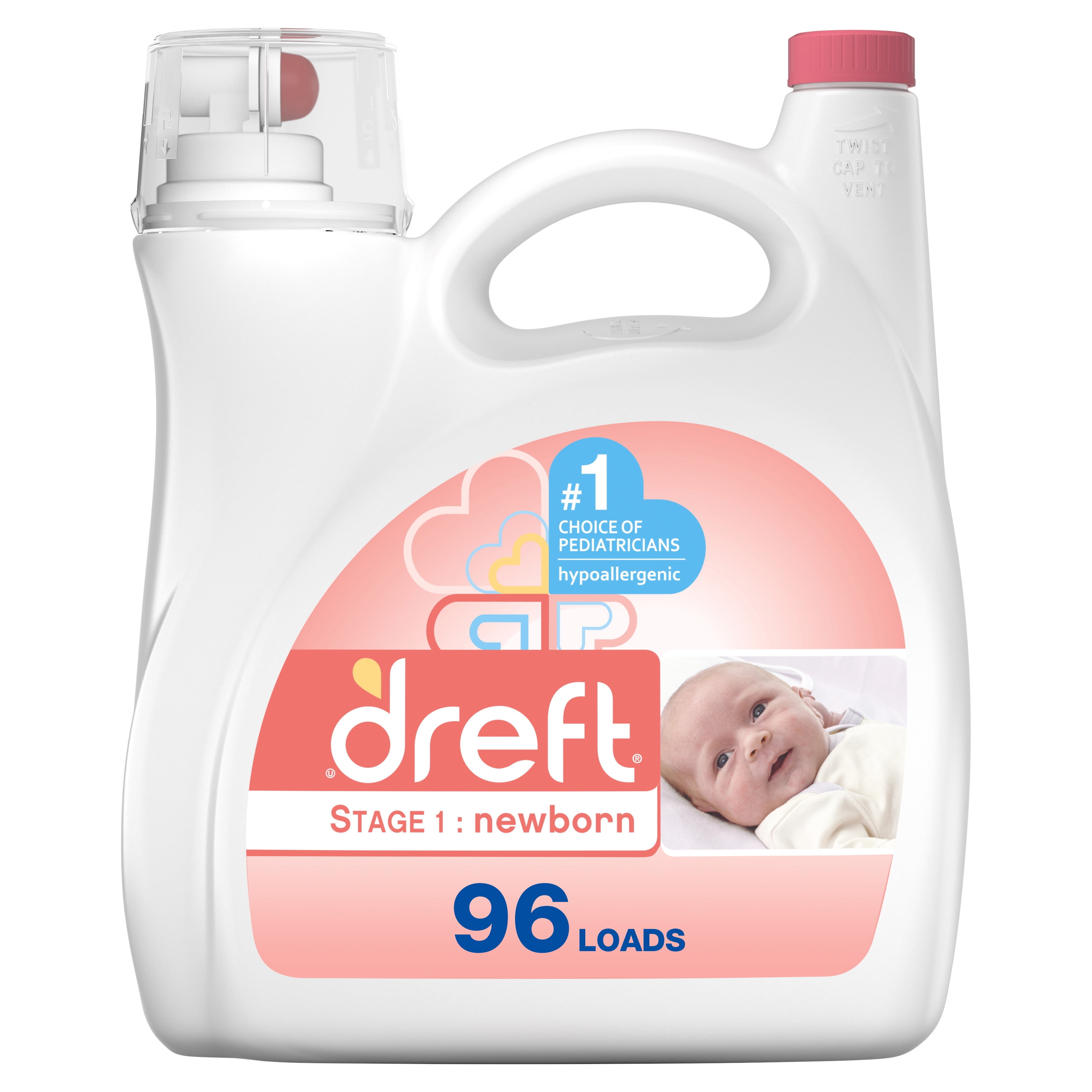 Dreft Baby Powder Scented Laundry Detergent, 150oz Bottle, 4-Pack, Safe ...
