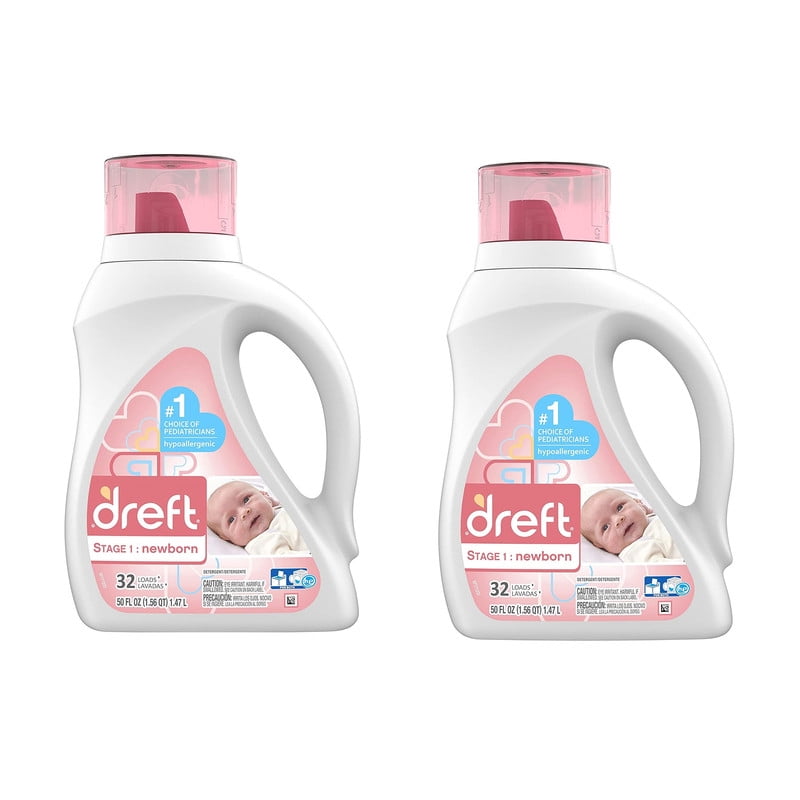 Dreft Stage 1, Newborn Liquid Detergent 50 oz, 32 Loads - 2 Pack ...