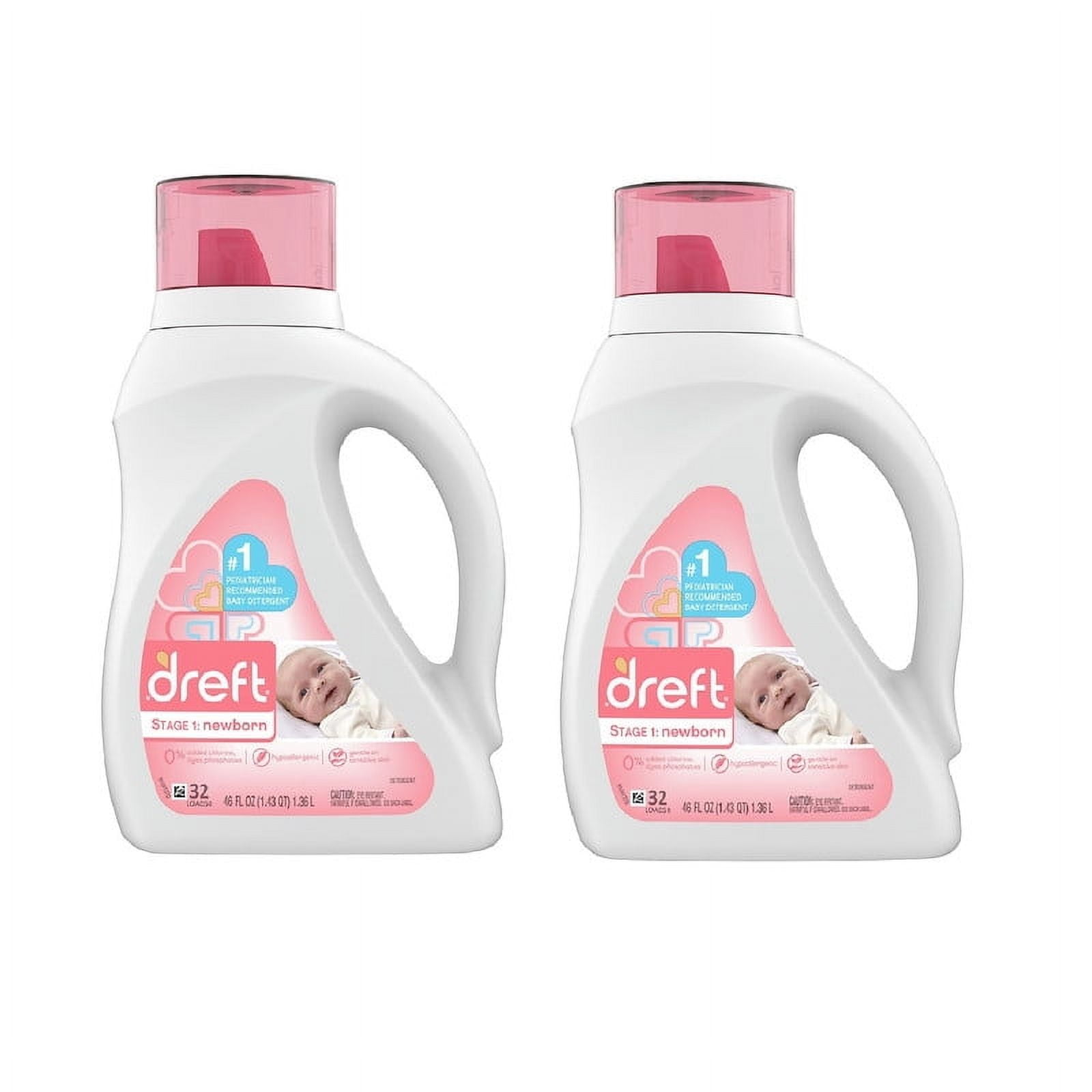 Dreft Hypoallergenic Baby Laundry Washing Liquid, 64 Loads - 2 Pack x ...