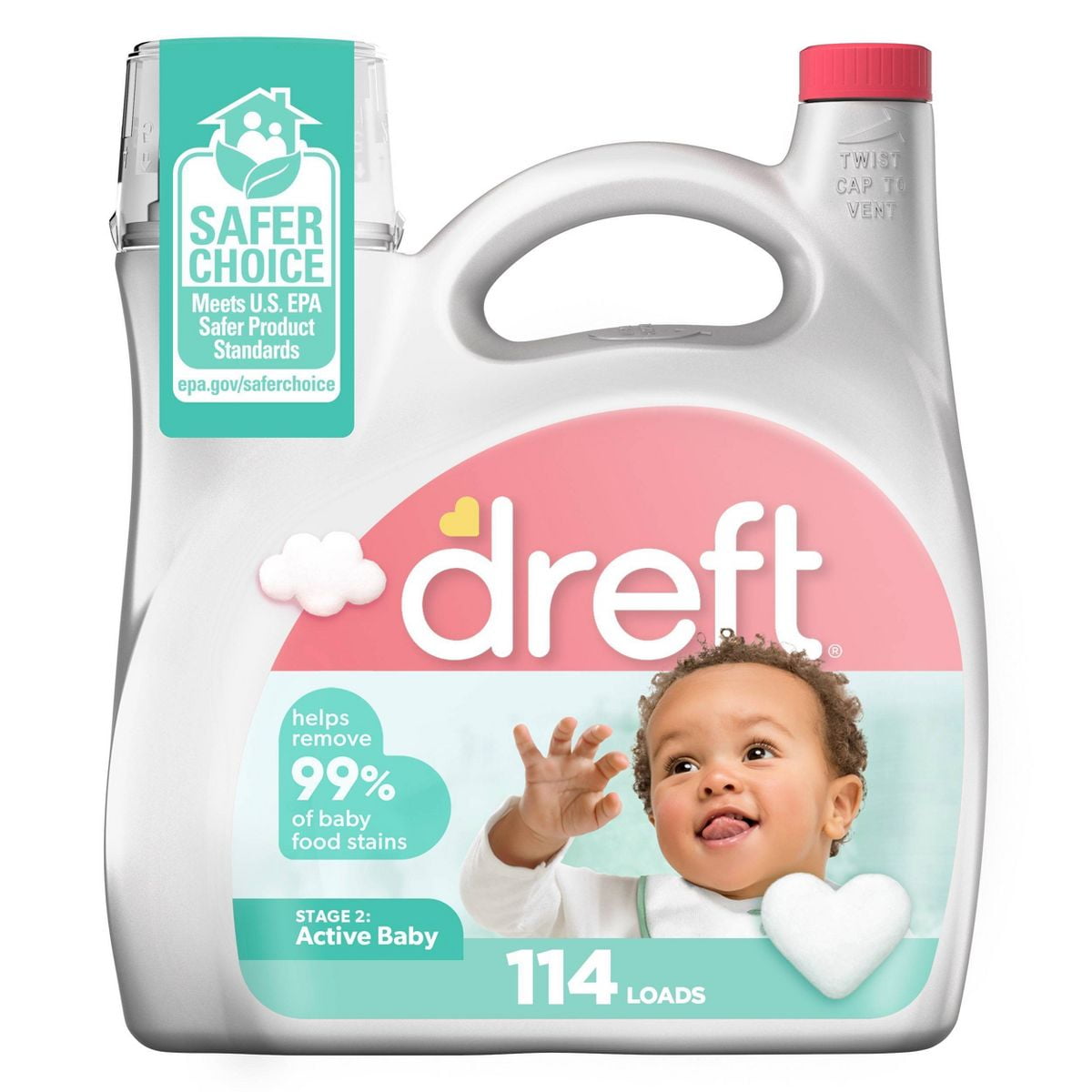Dreft Stage 2 Active Baby Liquid Laundry Detergent, HE Compatible ...