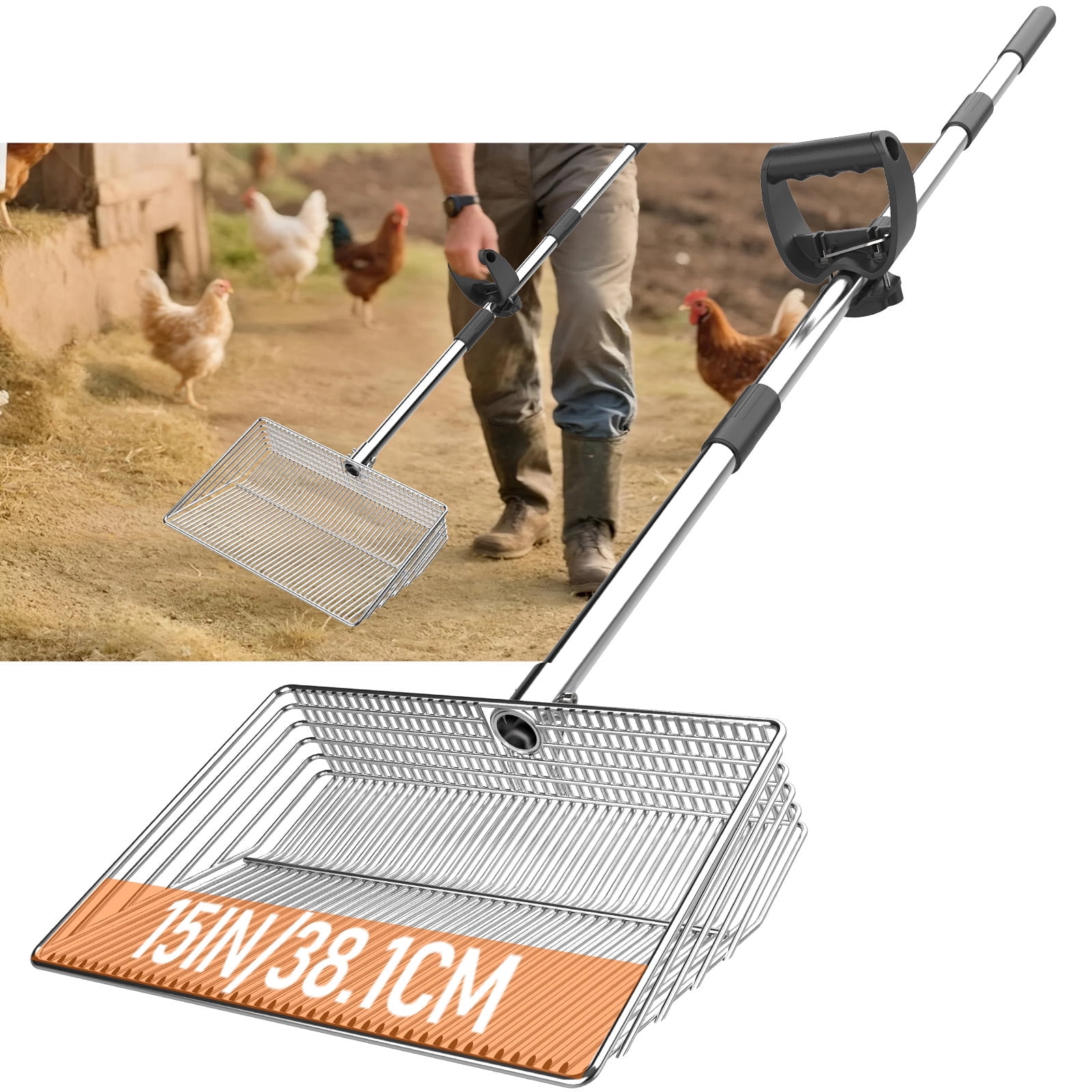 Dreizack 15 inch Extra Large Chicken Poop Scooper with Ergonomic Grip ...