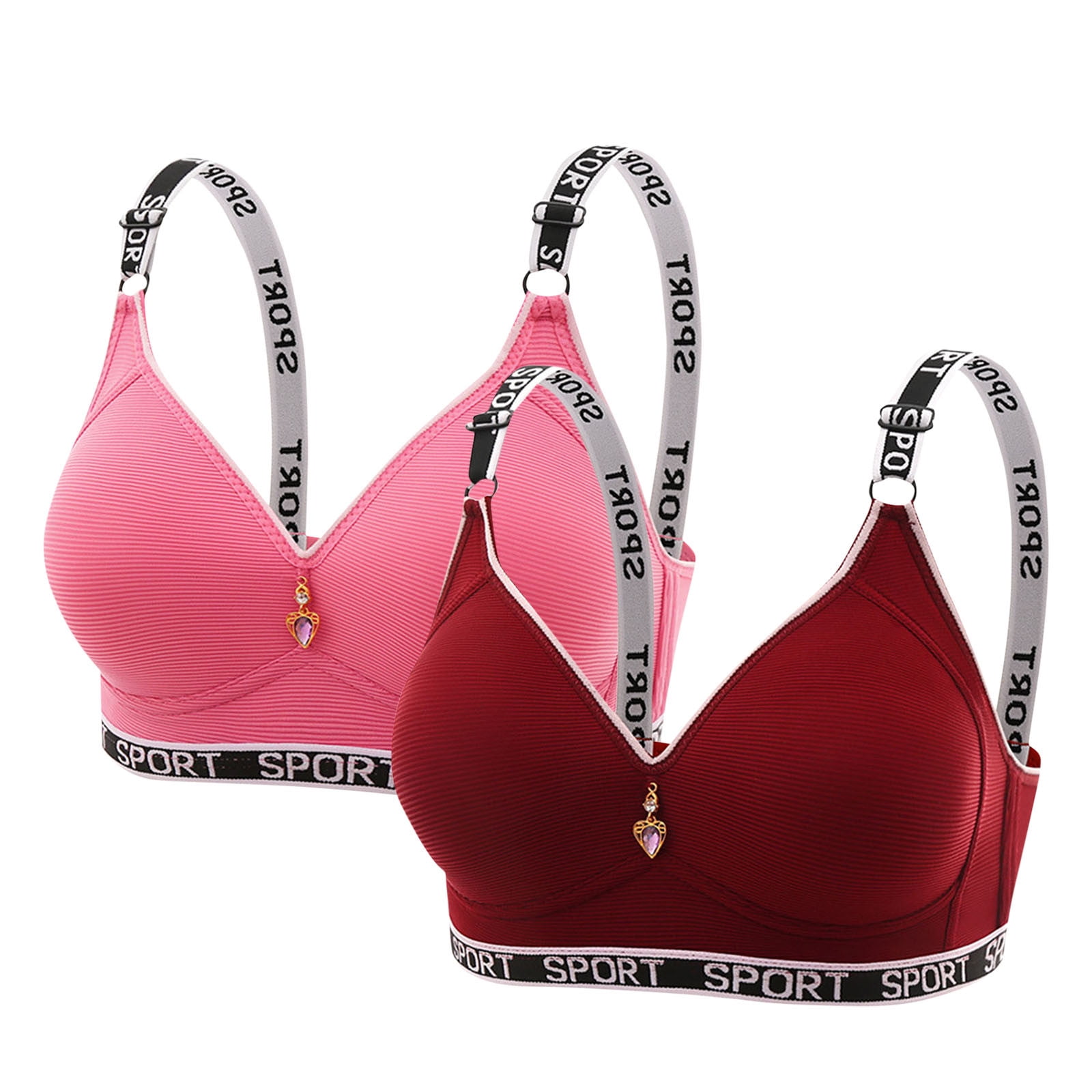 Dreluolixuan Bras for Women Push up 2PC SupportiveWireless Bras Full ...