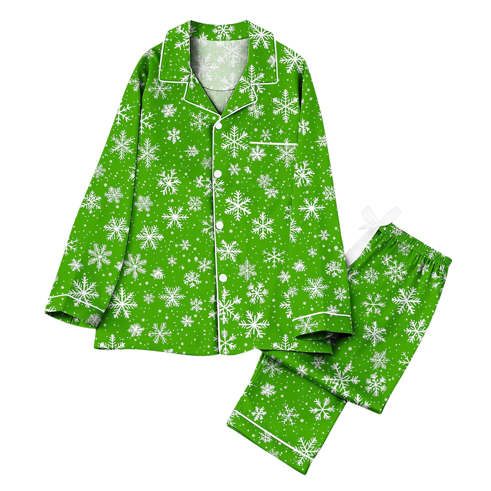 Dreluolixuan Christmas Pajamas for Women Set Long Sleeve Notch Collar ...