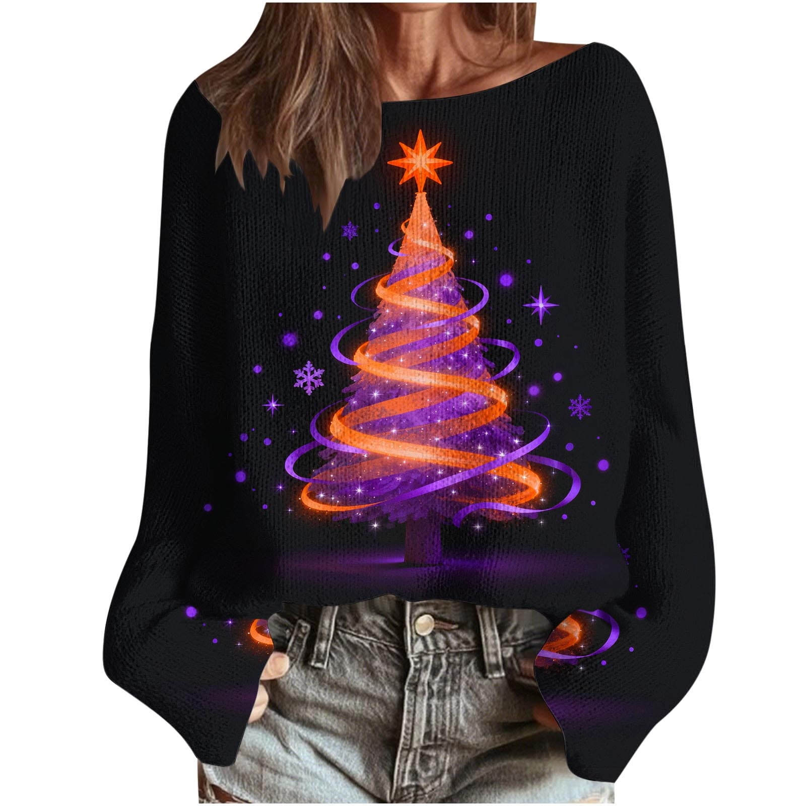 Dreluolixuan Christmas Sweater Funny Crew Neck Warm Pullover Knit ...