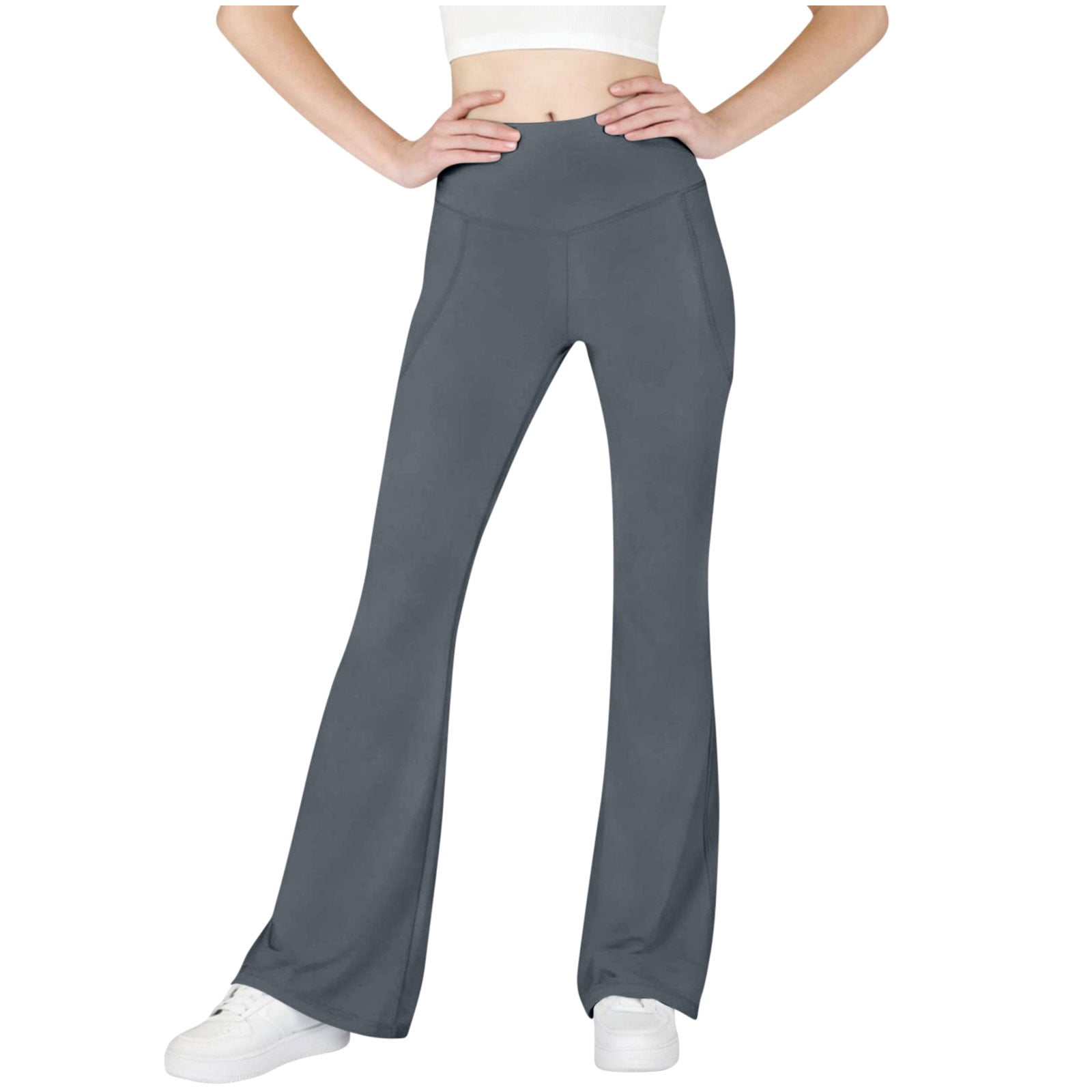 Dreluolixuan Gym Pants Women High Waist Flare Yoga Leggings with Pocket ...